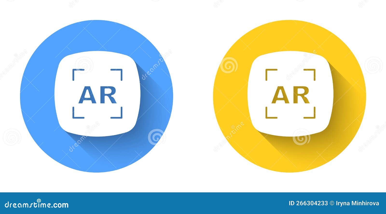 White Augmented Reality AR Icon Isolated with Long Shadow Background ...