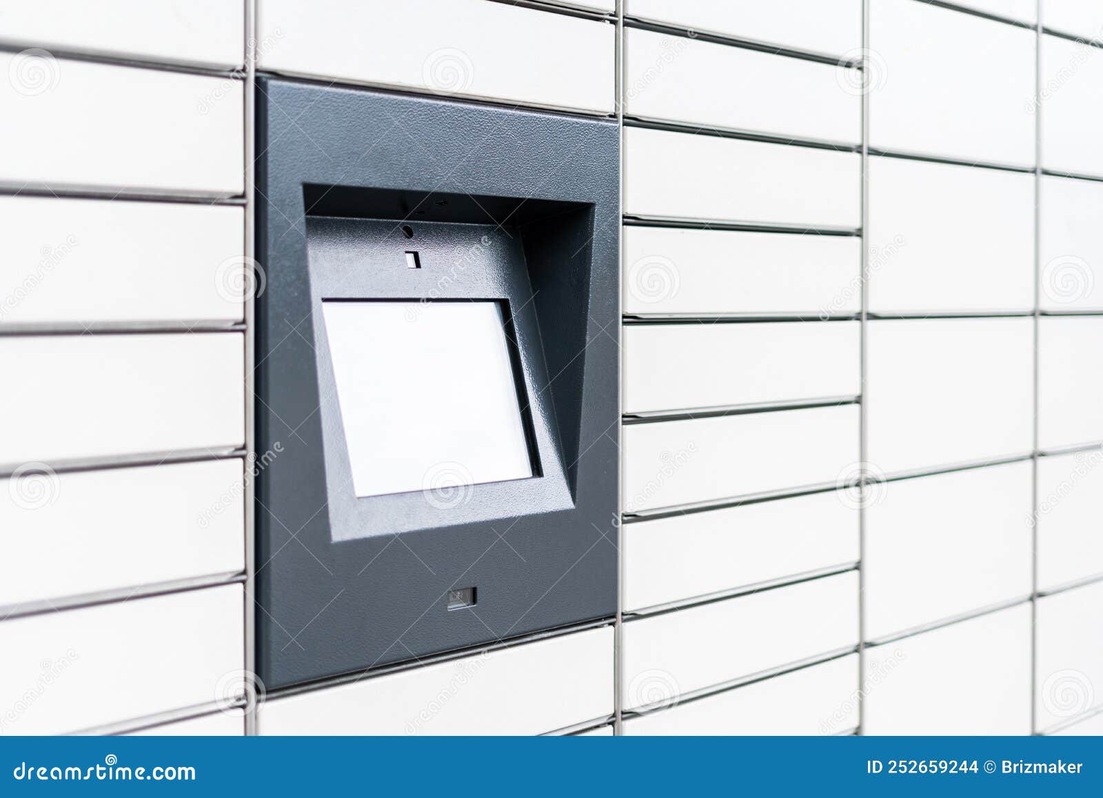 White Automatic Post Terminal with Touch Screen Display Stock Photo ...