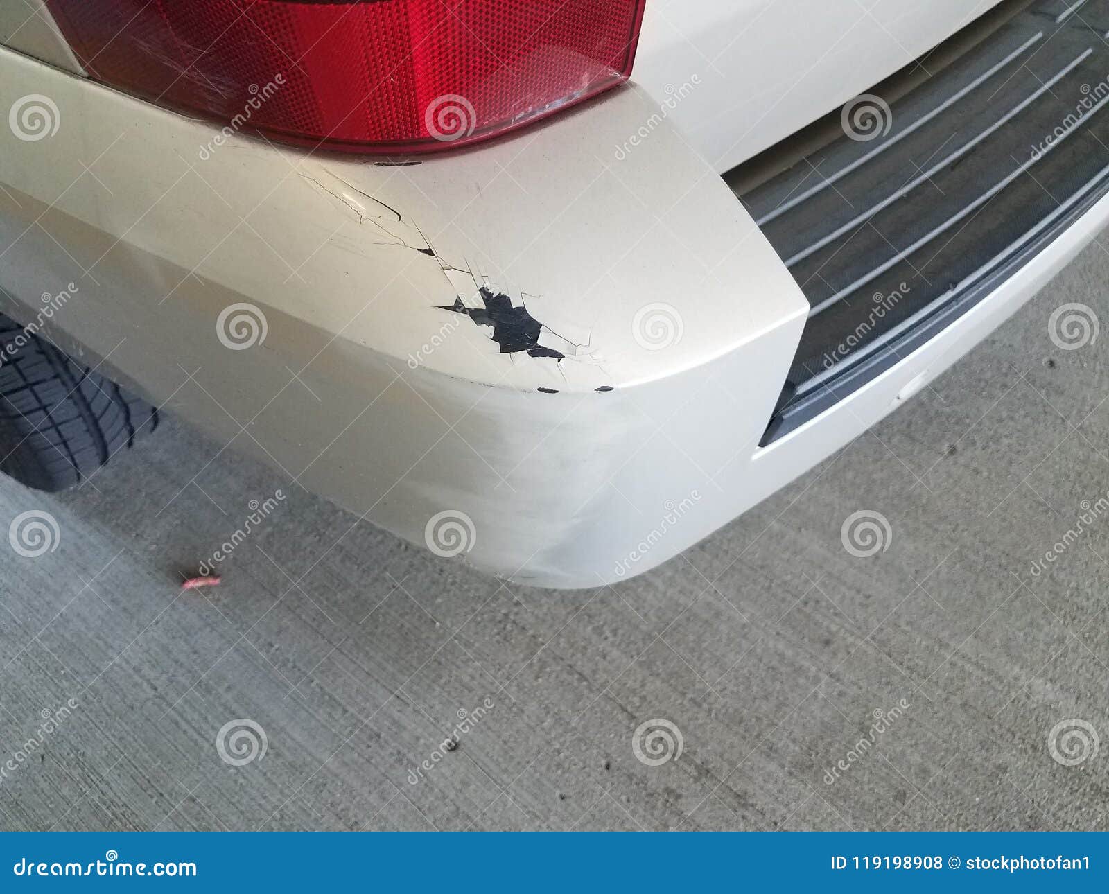 White Automobile with Minor Damage Stock Photo - Image of worn, cracked ...