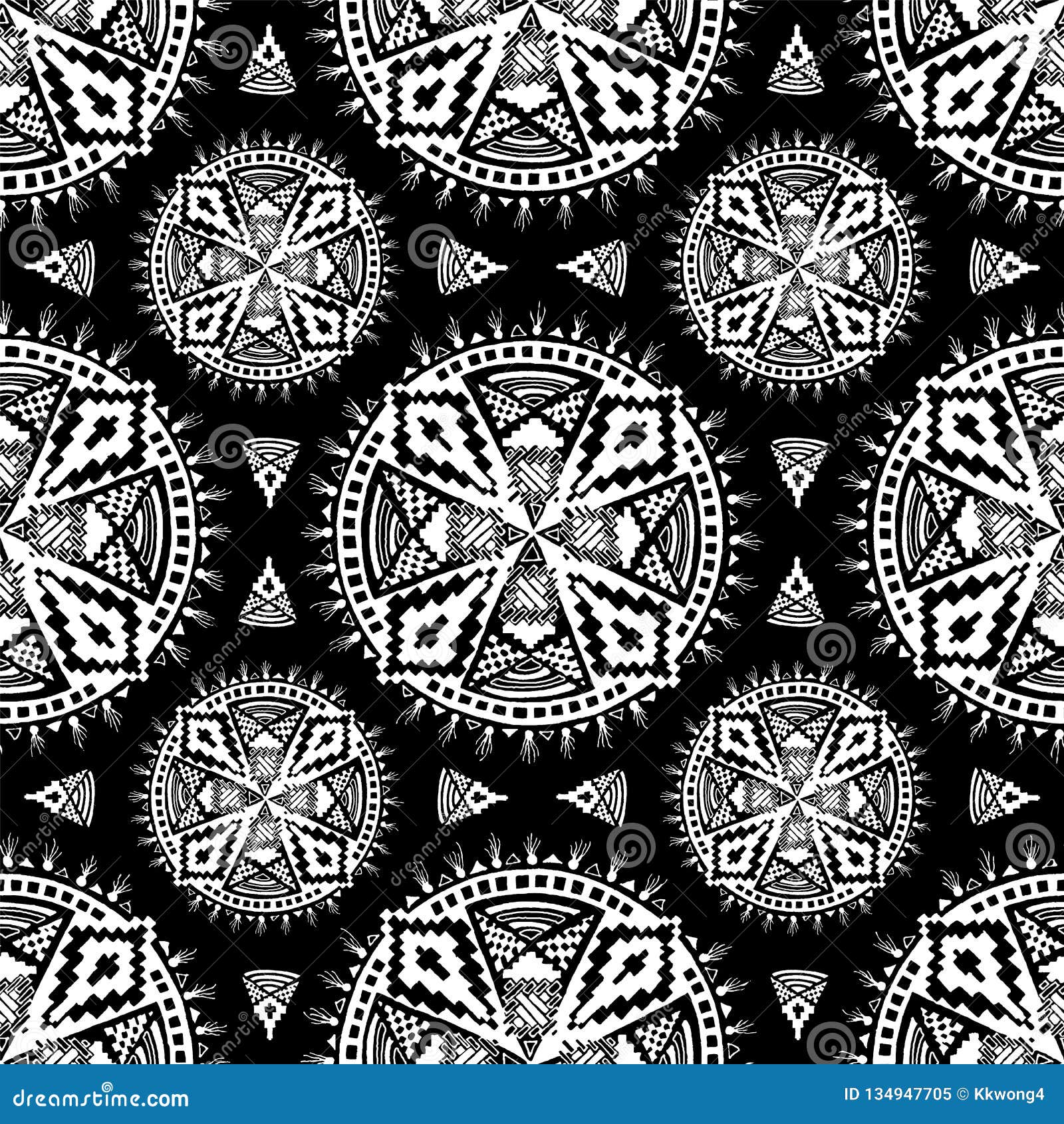 White Aztec Mandala Pattern on a Black Background Stock Vector ...