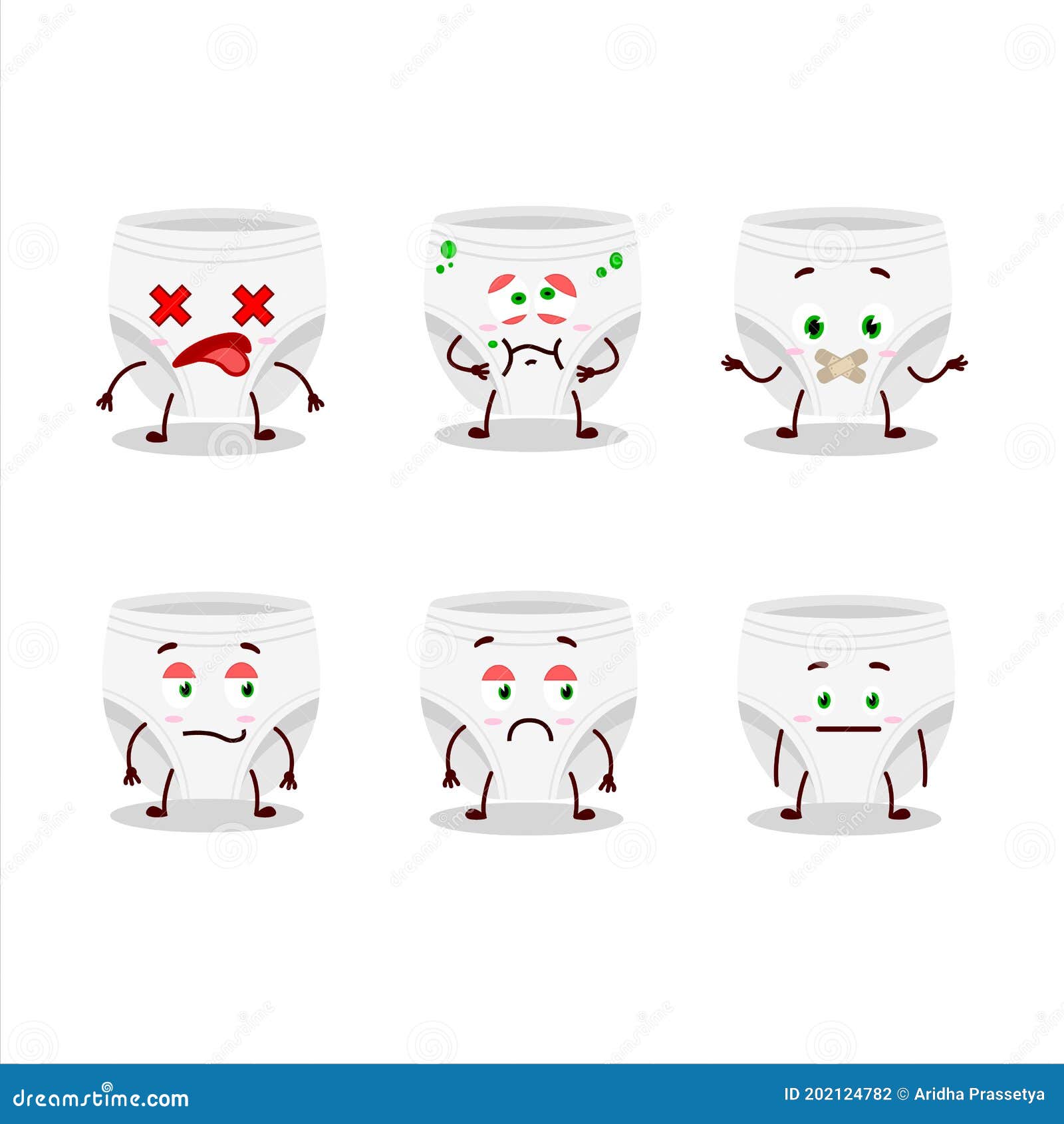 White Baby Diapers Cartoon Character with Nope Expression Stock Vector ...