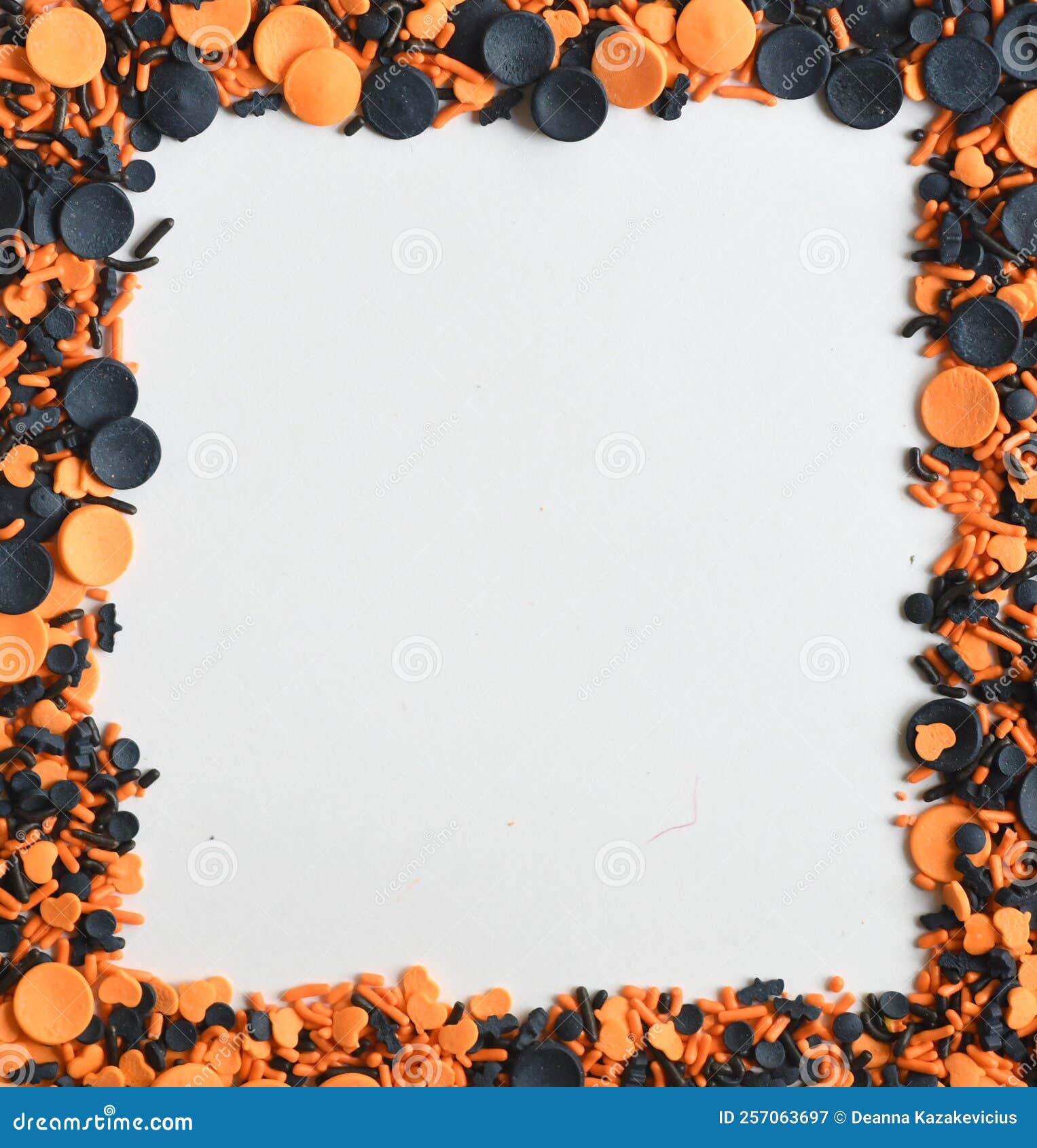 Orange and Black Candy Sprinkles Border on White Background Stock Image ...