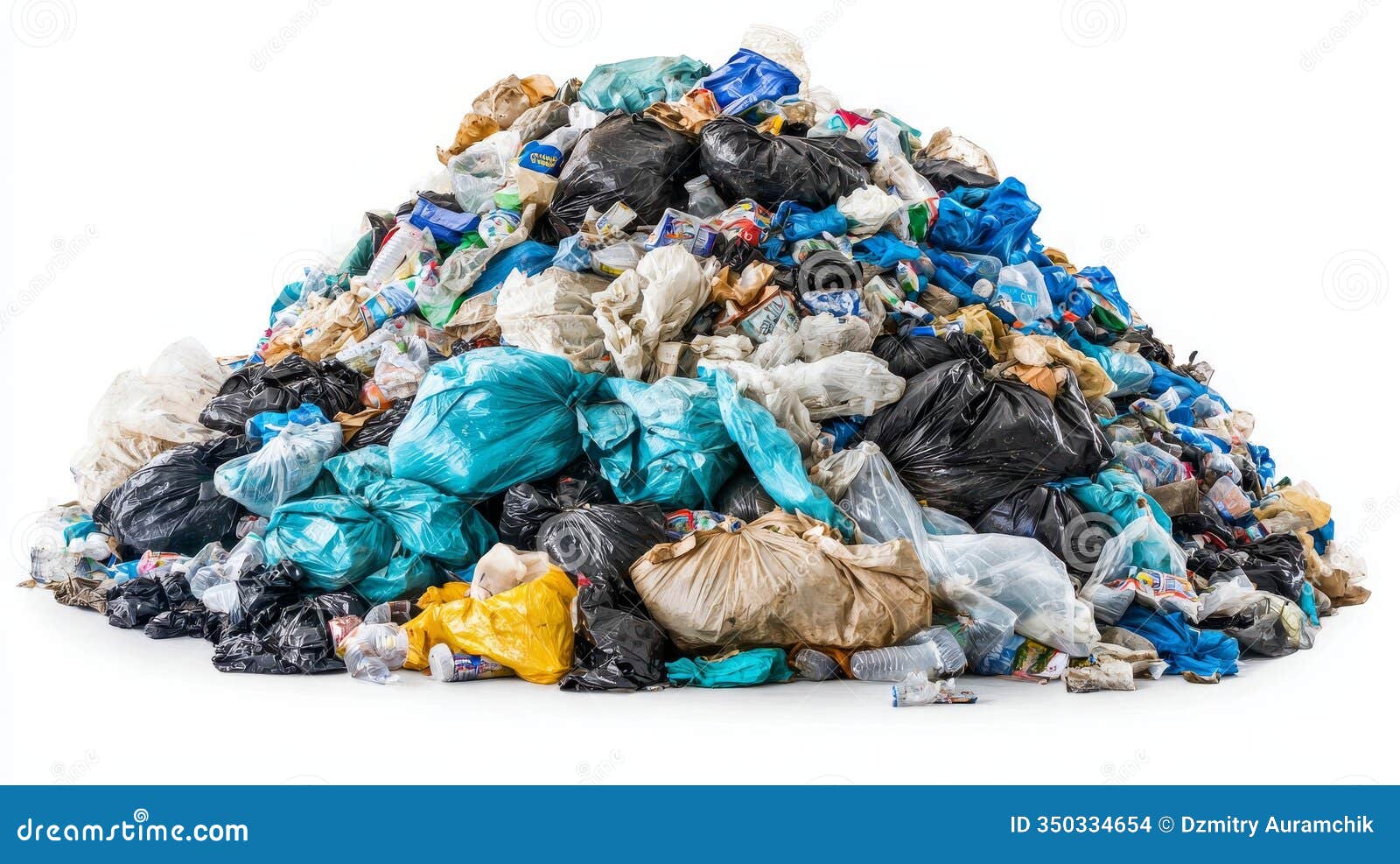 A White Backdrop Featuring a Big Mound of Garbage and Trash Bags ...