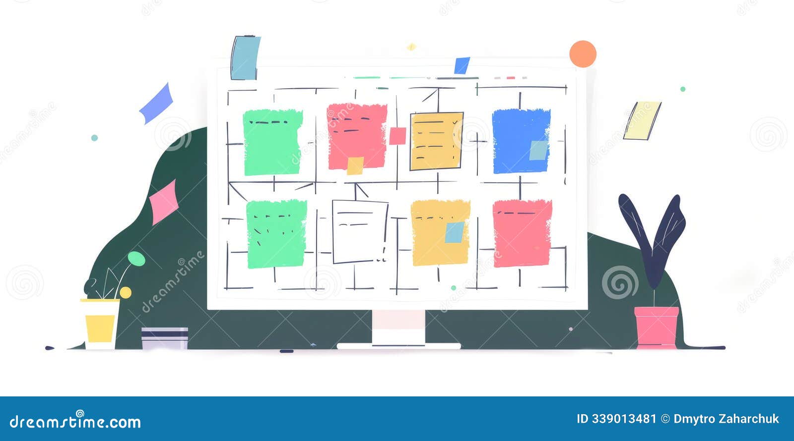 White Backdrop with a Kanban Board Framework, Highlighting the Flow of ...