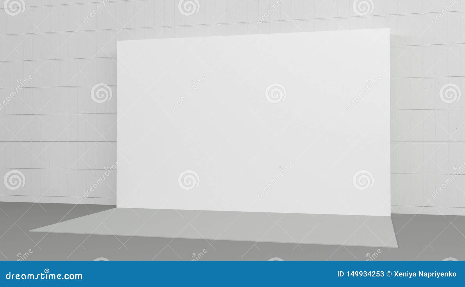 White Backdrop 3x5 Meters in Room with Grey Paint on Wall. 3d Render ...