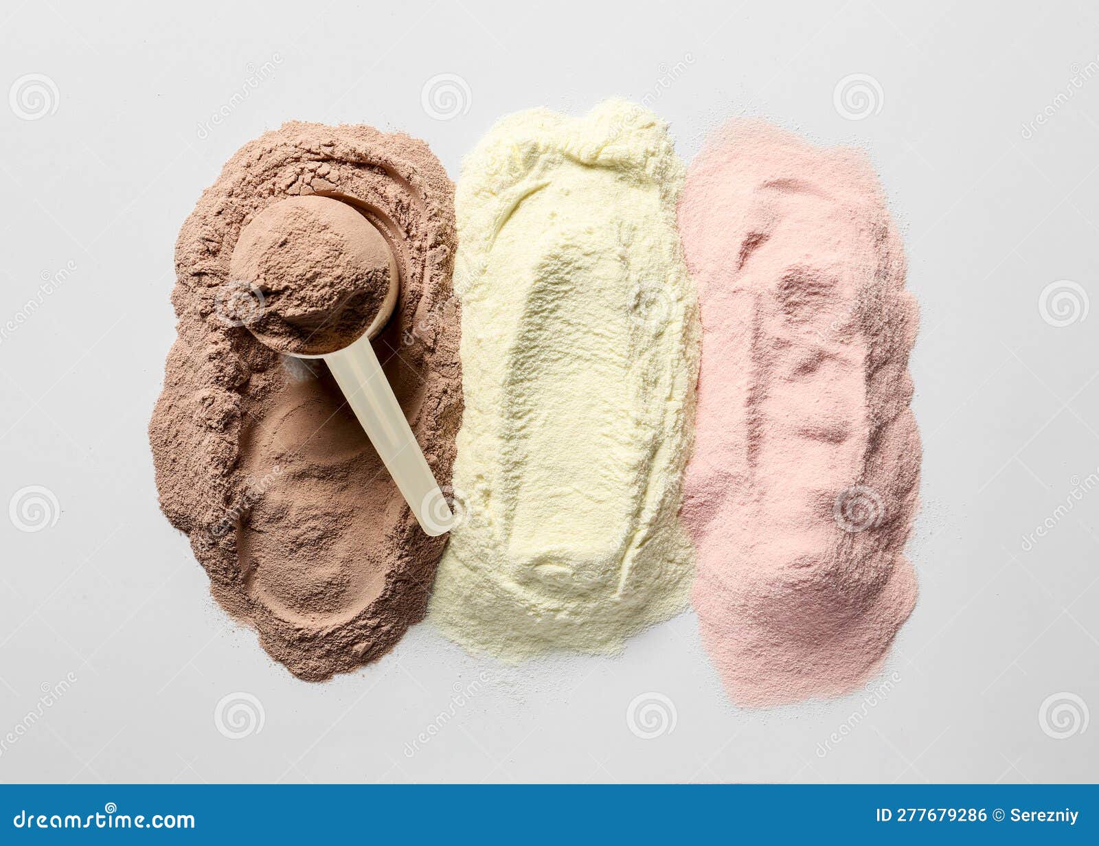 Different Protein Powders on White Background Stock Photo - Image of ...