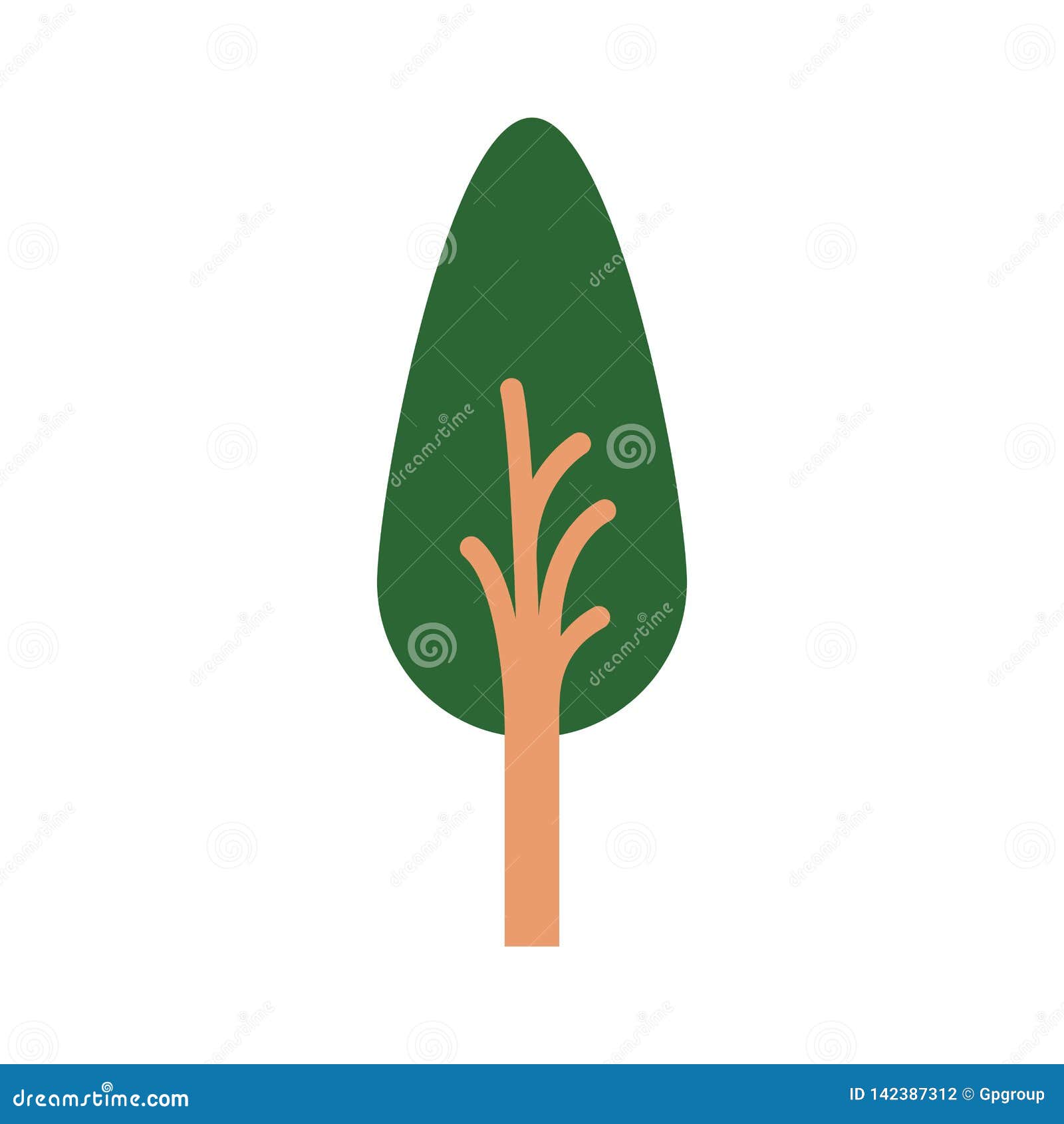 White Background with Abstract Tree with Foliage in Shape Oval Stock ...