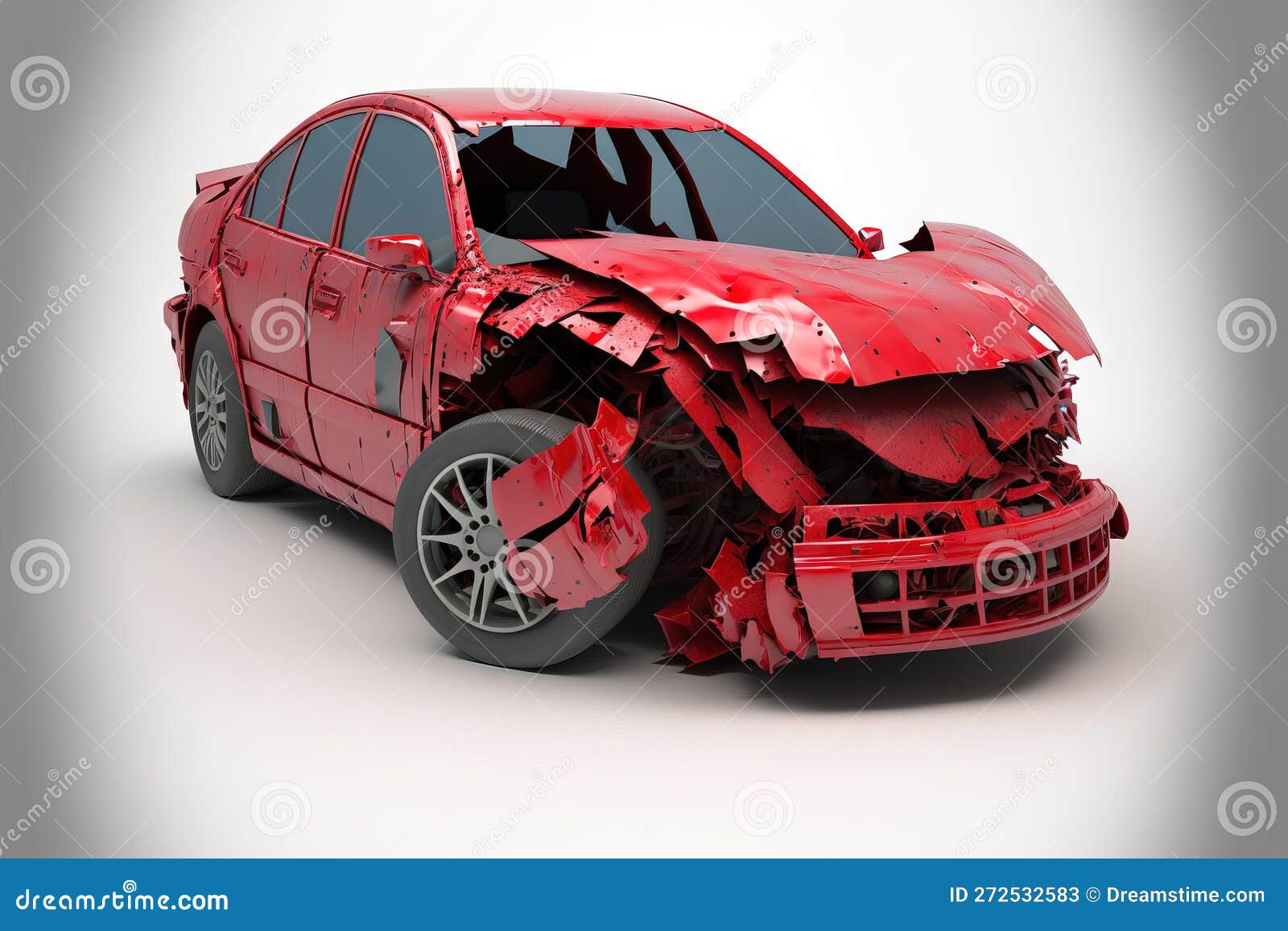 On a White Background, an Accident Prone Red Automobile is Shown Stock ...