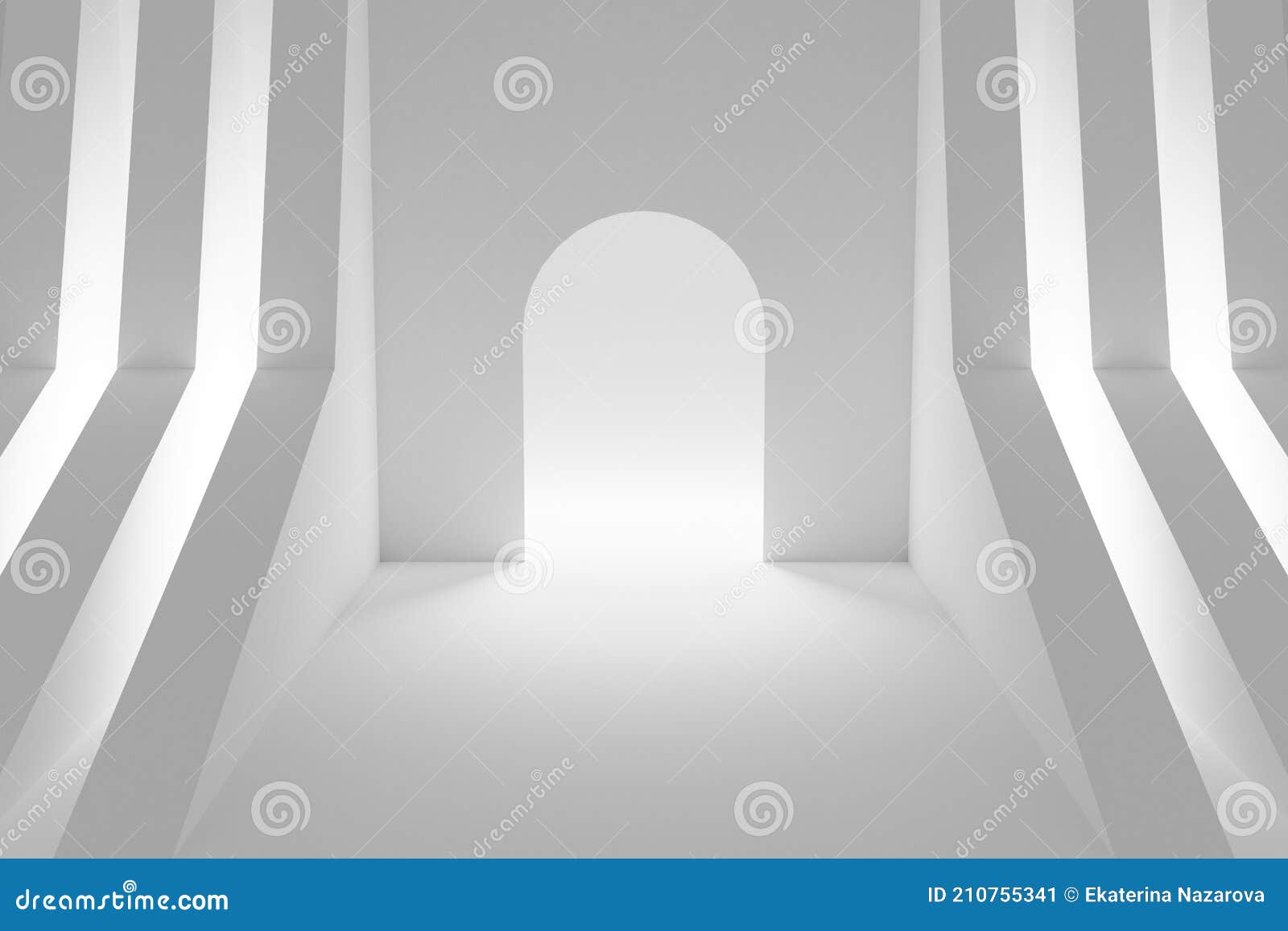 White Background Arch with Luminous Architectural Elements 3d ...