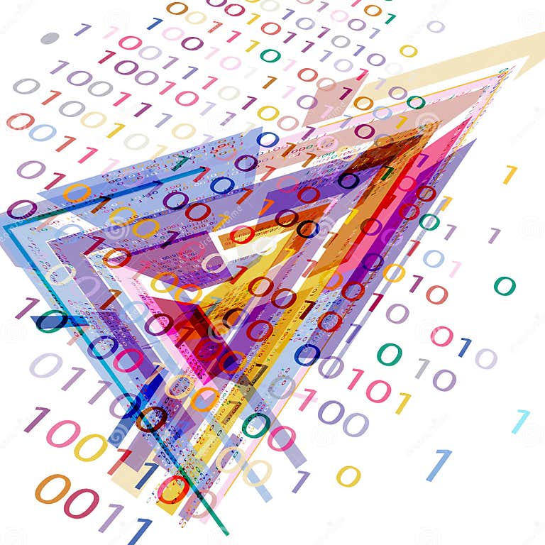 White Background with Binary Code and Geometric Shapes of Different Colors. Stock Vector ...