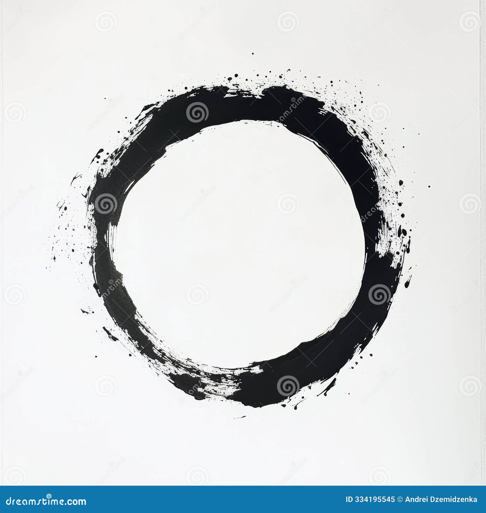 On White Background, a Black Enso Zen Circle Was Made with Ink Stock ...