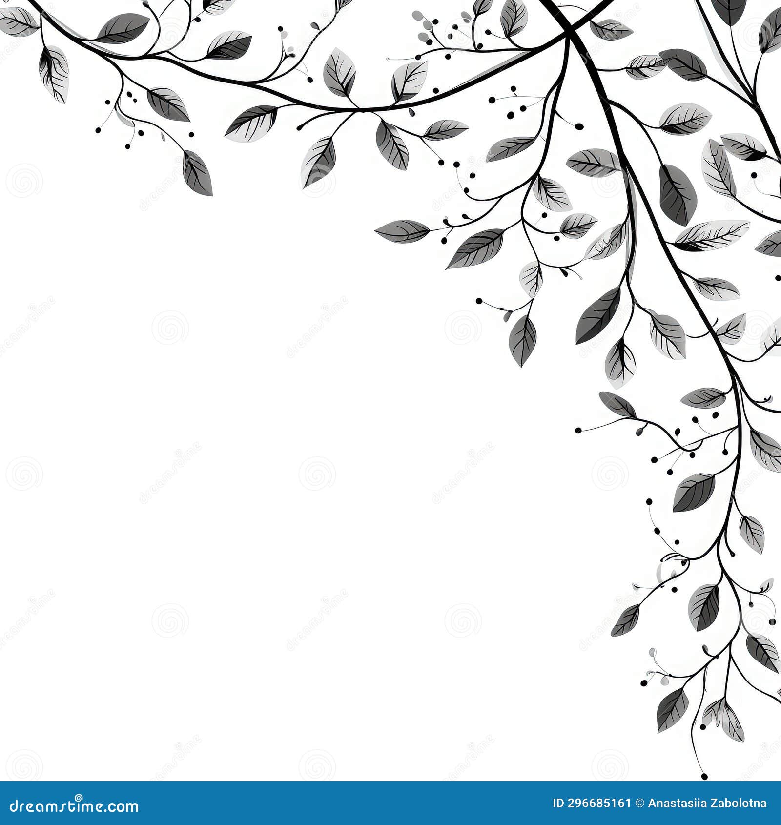 White Background with Black Outline Drawing Branches Cartoon, 2D, Black ...