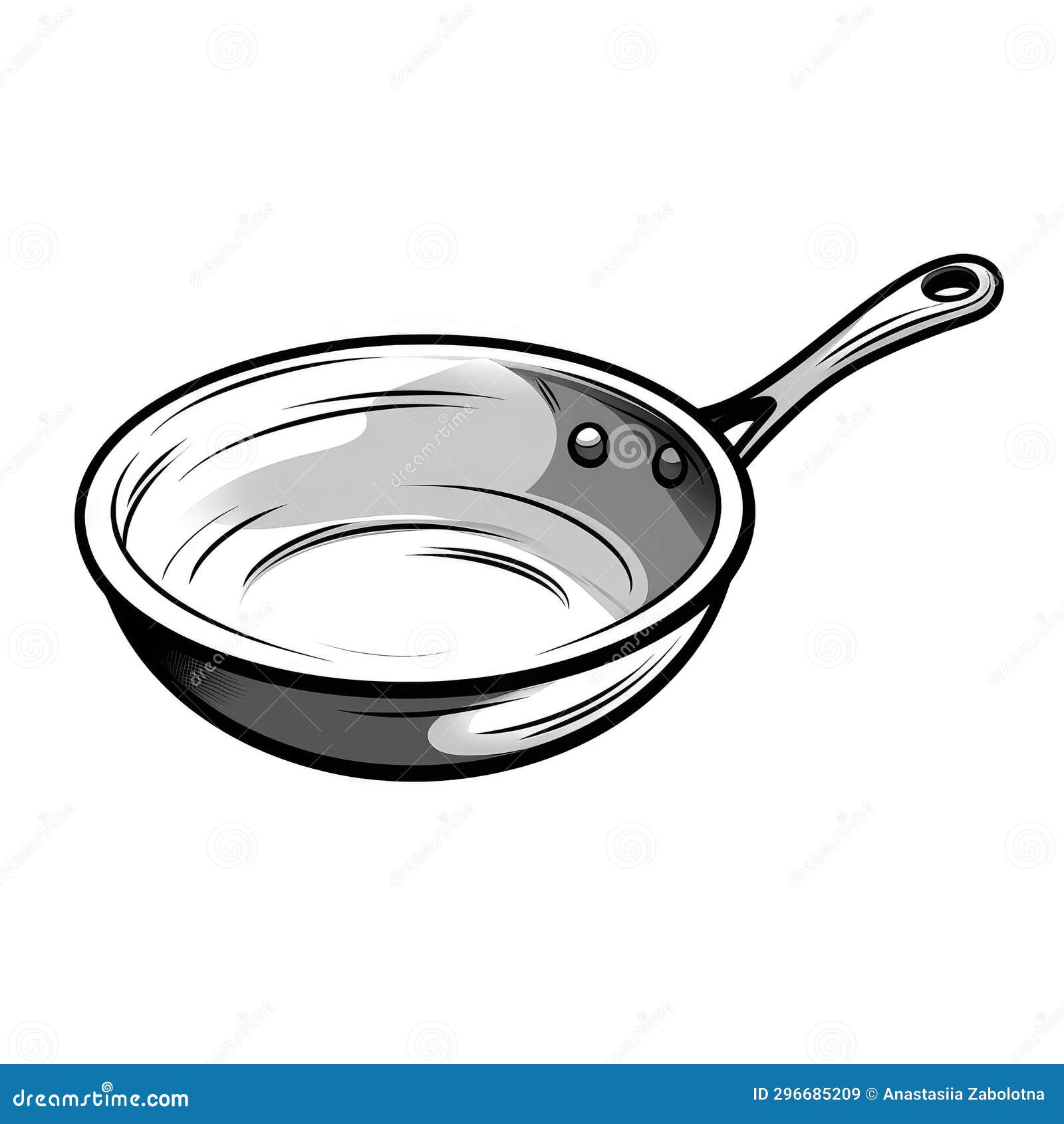 White Background with Black Outline Drawing Pan Cartoon, 2D, Black and ...