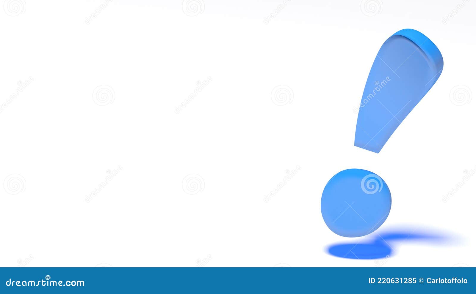 White Background with Blue Exclamation Mark - 3D Rendering Illustration ...