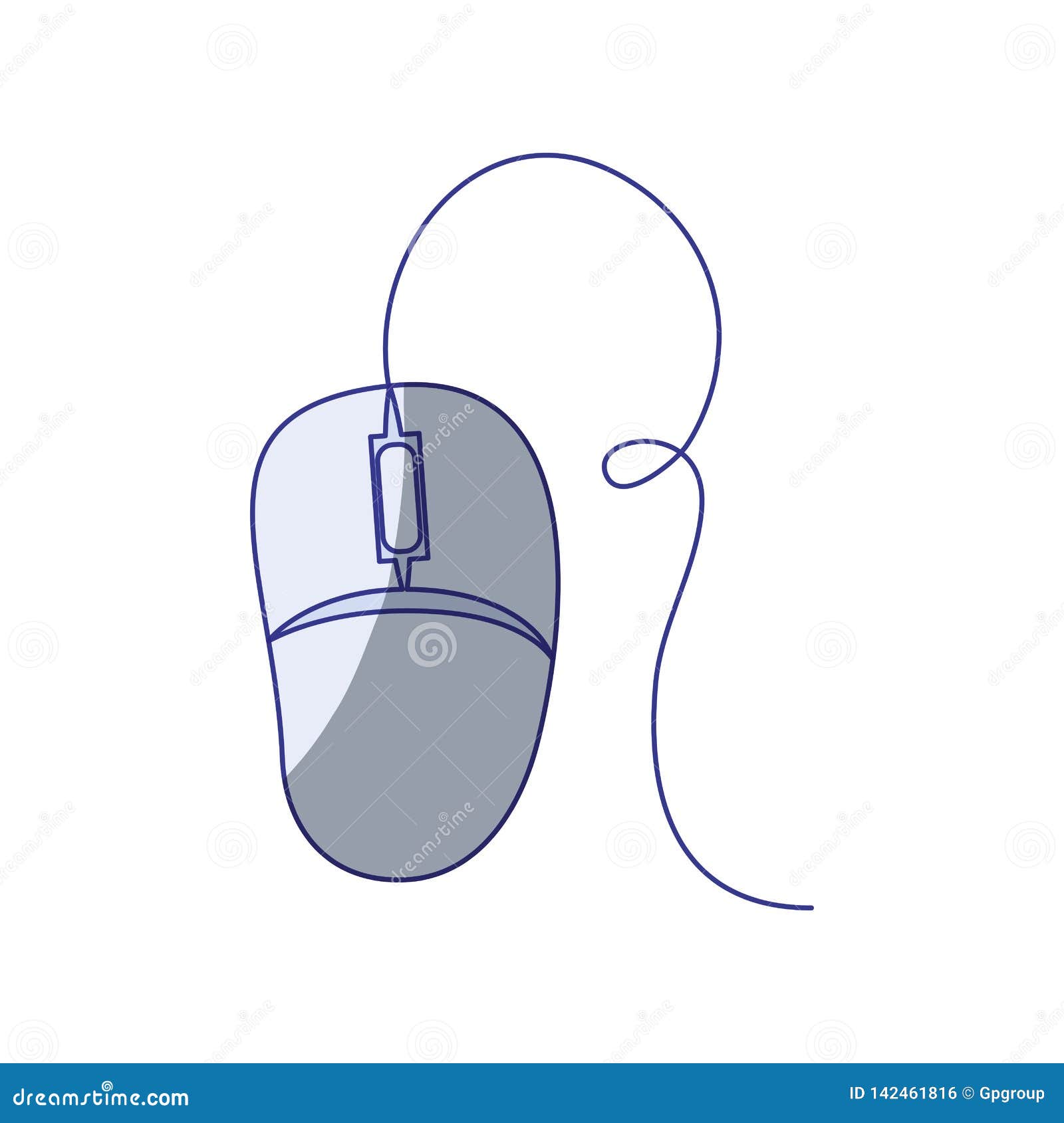 White Background with Blue Shading Silhouette of Computer Mouse Stock ...