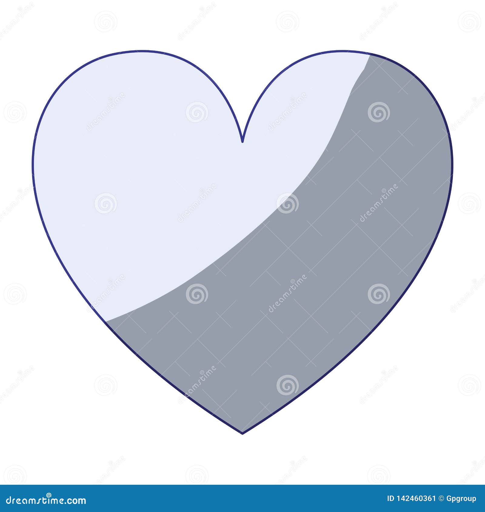 White Background with Blue Shading Silhouette of Heart Icon Stock ...
