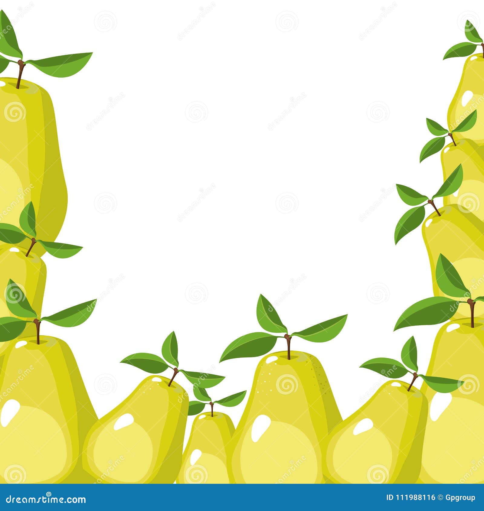 White Background with Border of Pears Fruits Stock Vector ...