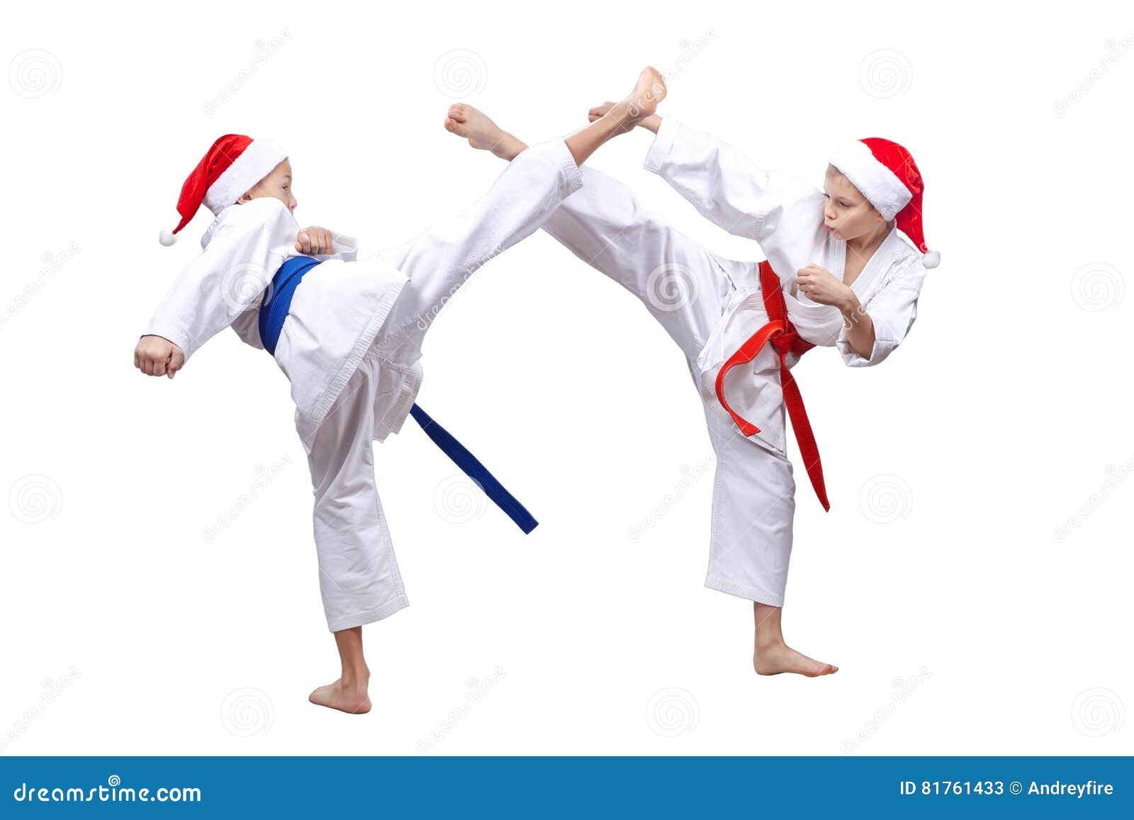 On White Background Boys are Beating Kick To Meet Each Other Stock ...