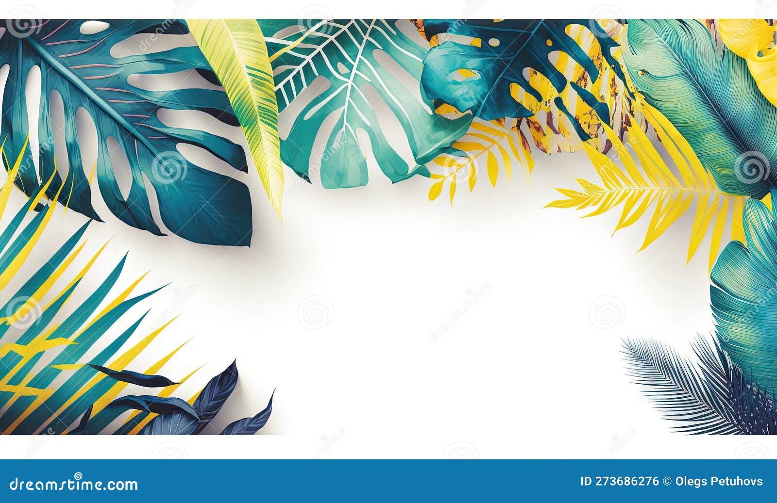 A White Background with a Bunch of Tropical Leaves on it Stock ...