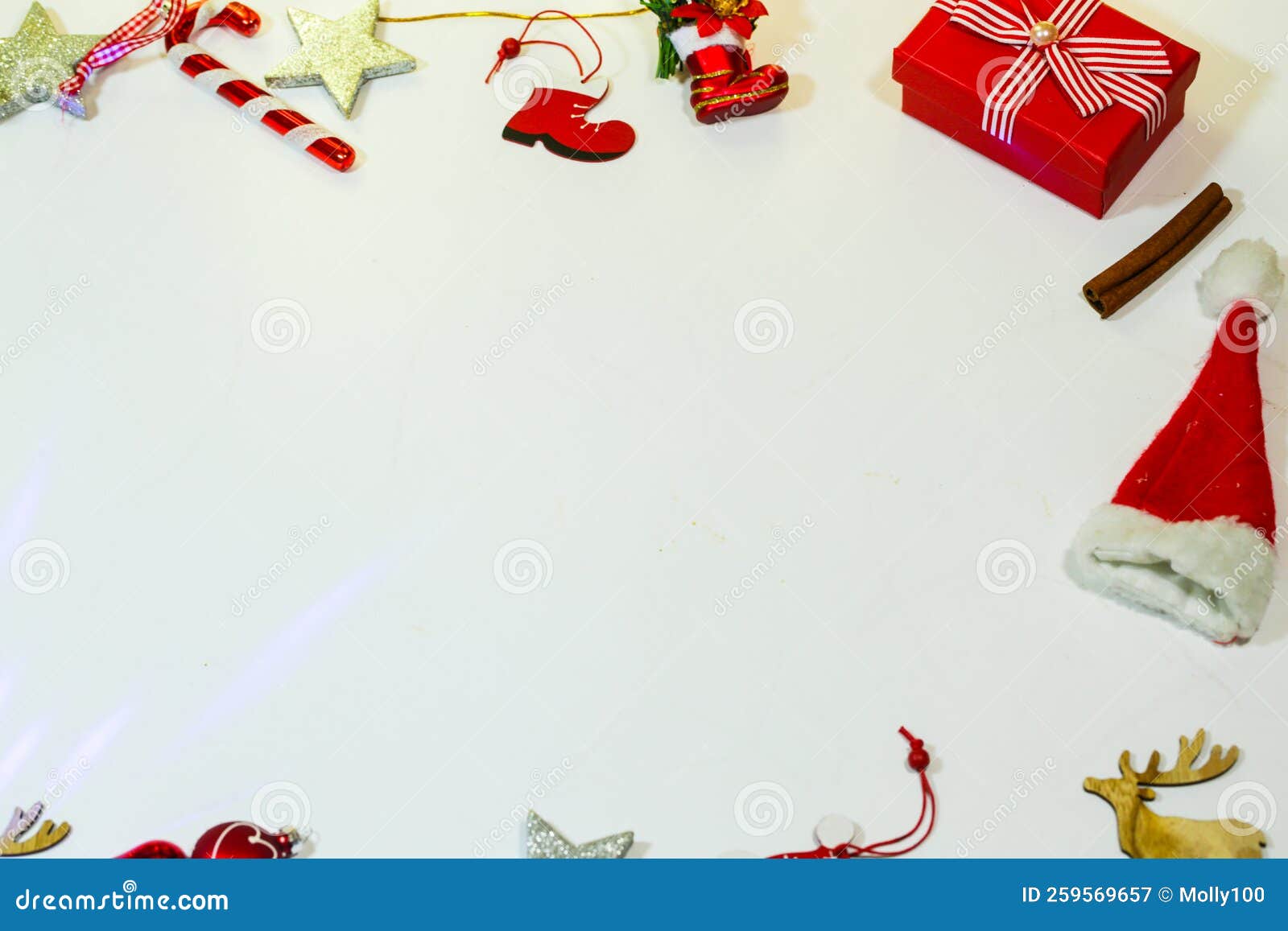 White Background for Christmas with Christmas Decorations on the Edge ...