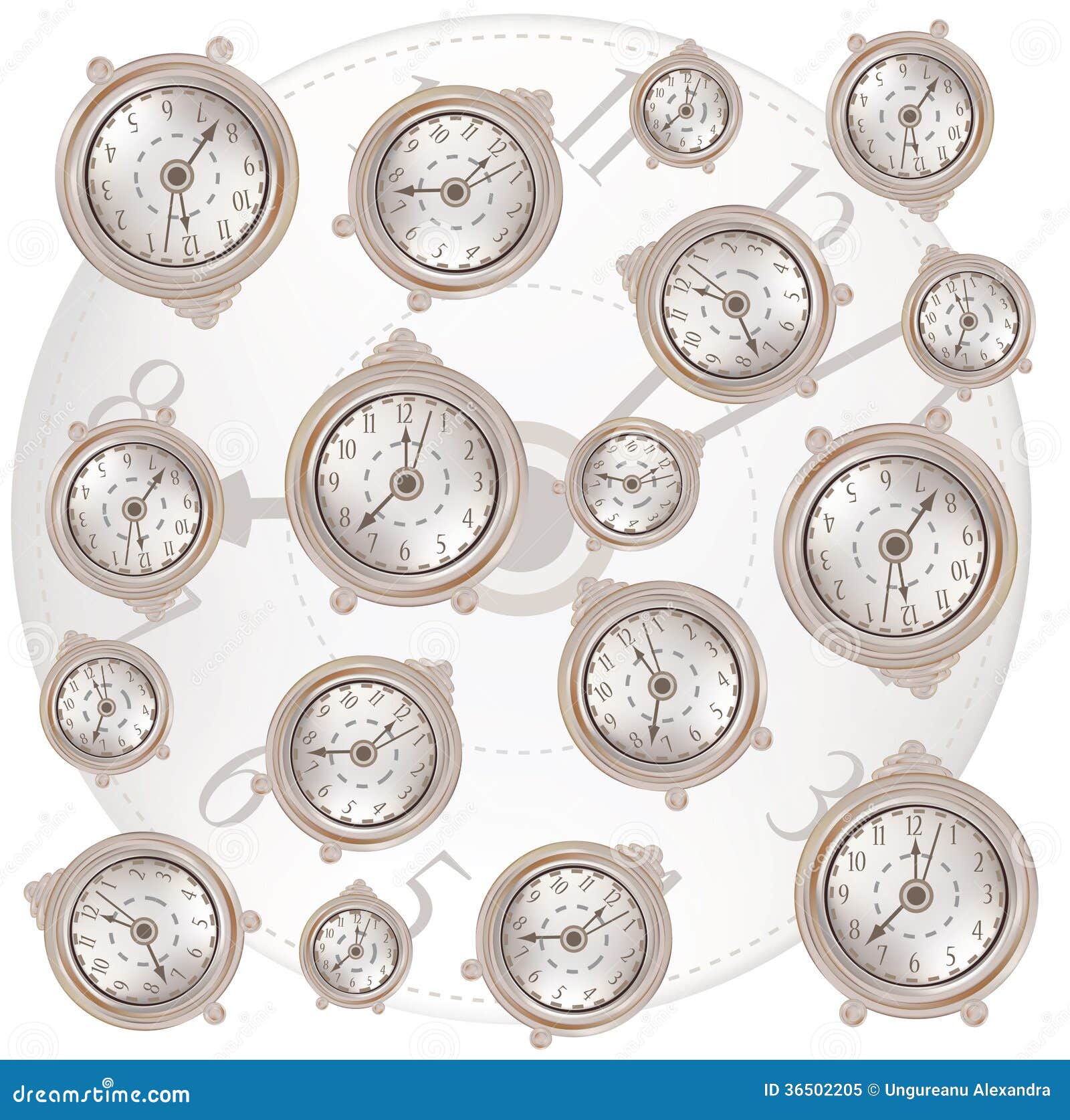 White Background with Classic Clocks Pattern Stock Illustration ...