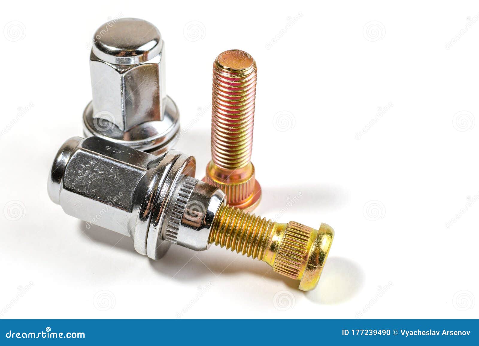 Nuts and Studs for a Car on a Table Stock Photo - Image of garage ...