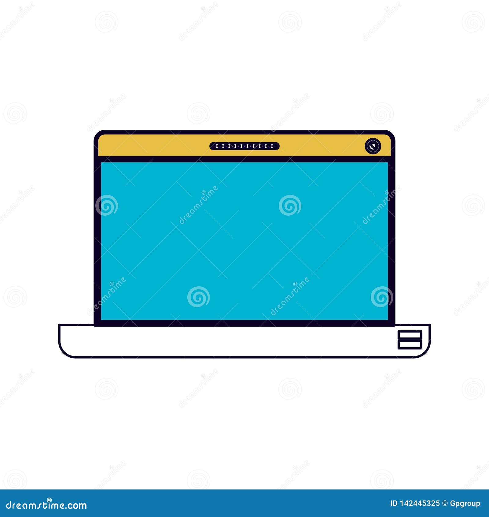 White Background with Color Sections Silhouette of Laptop Computer in ...