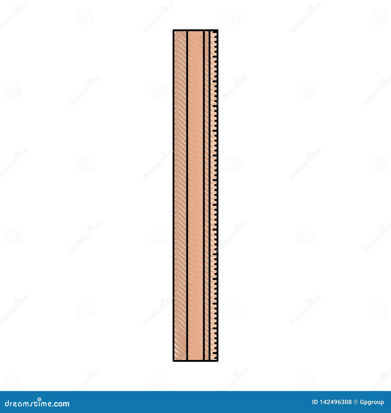 White Background with Colored Crayon Silhouette of Ruler Icon Stock ...