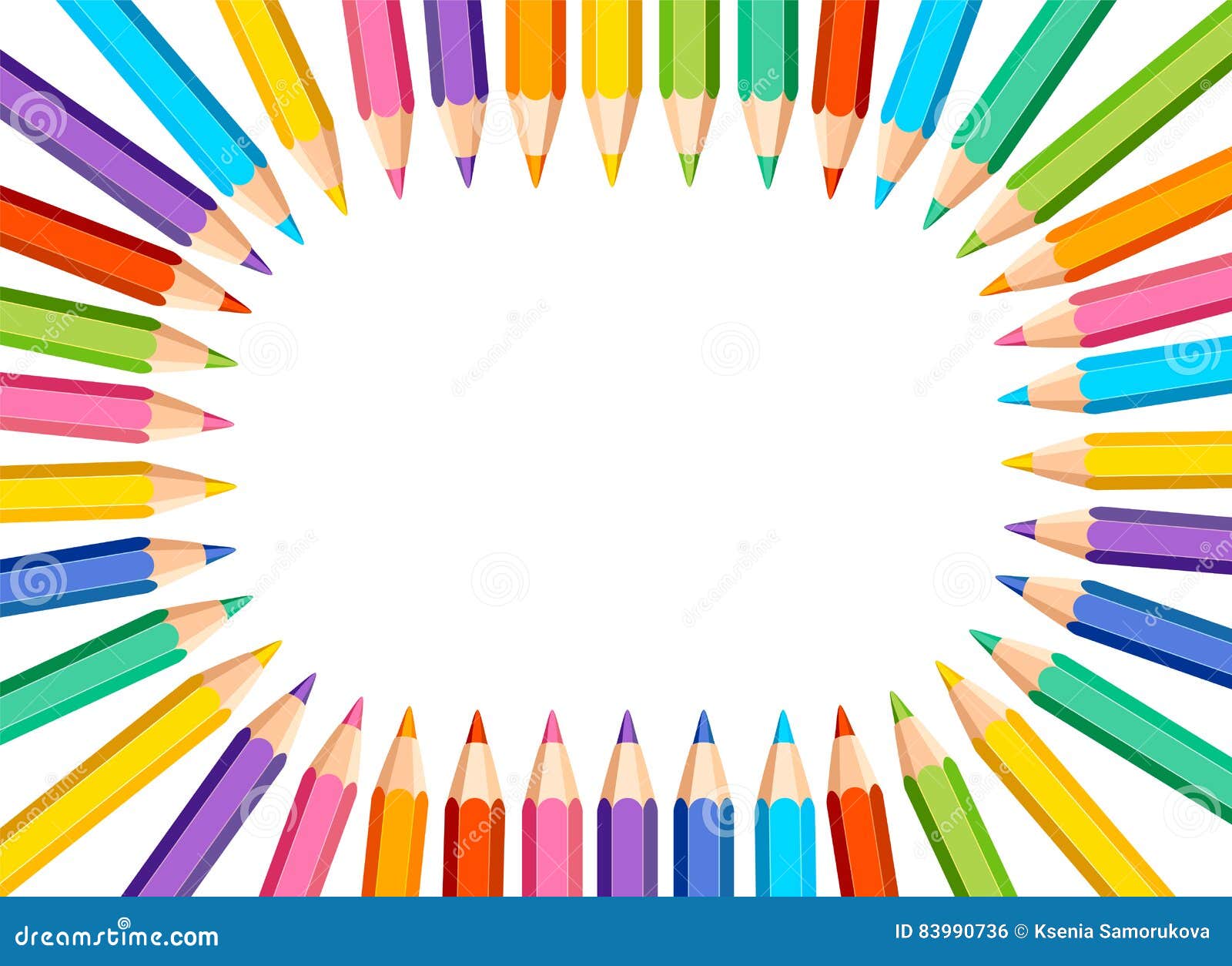 White Background with Colored Pencils - Frame Stock Vector ...