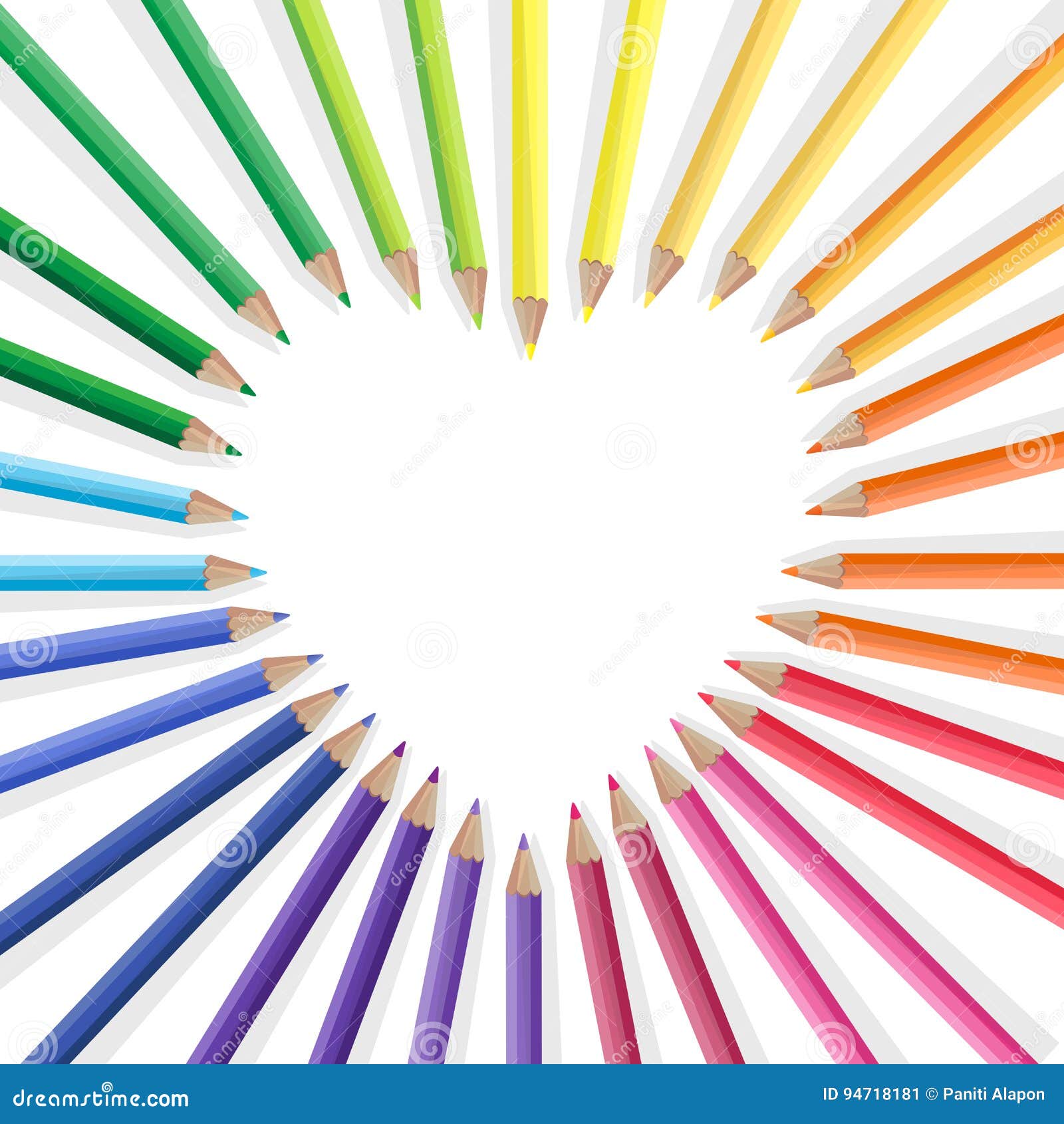 White Background with Colored Pencils.heart Frame Stock Vector ...
