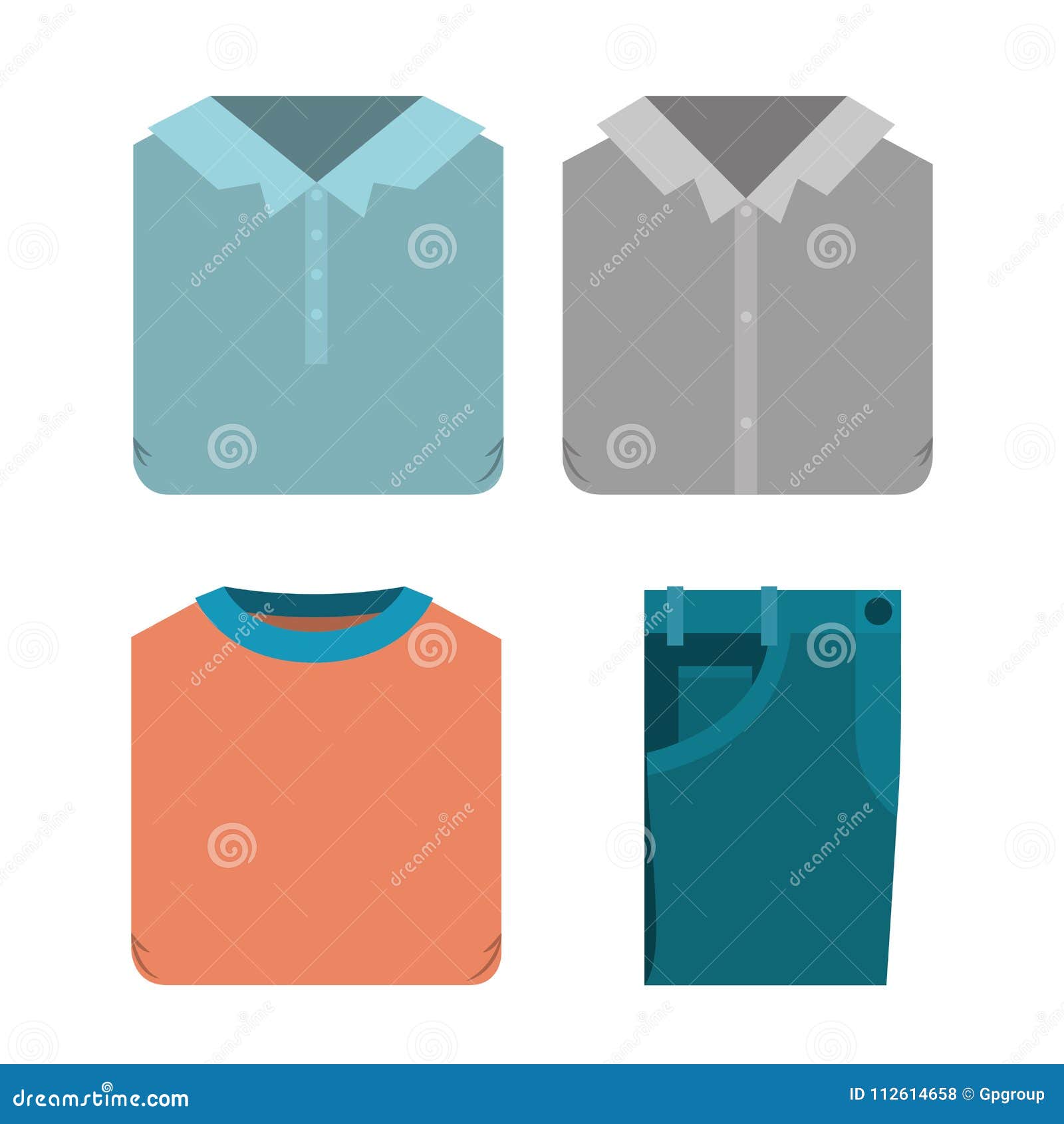 White Background of Colorful Set Elements Folded Clothes Stock Vector ...