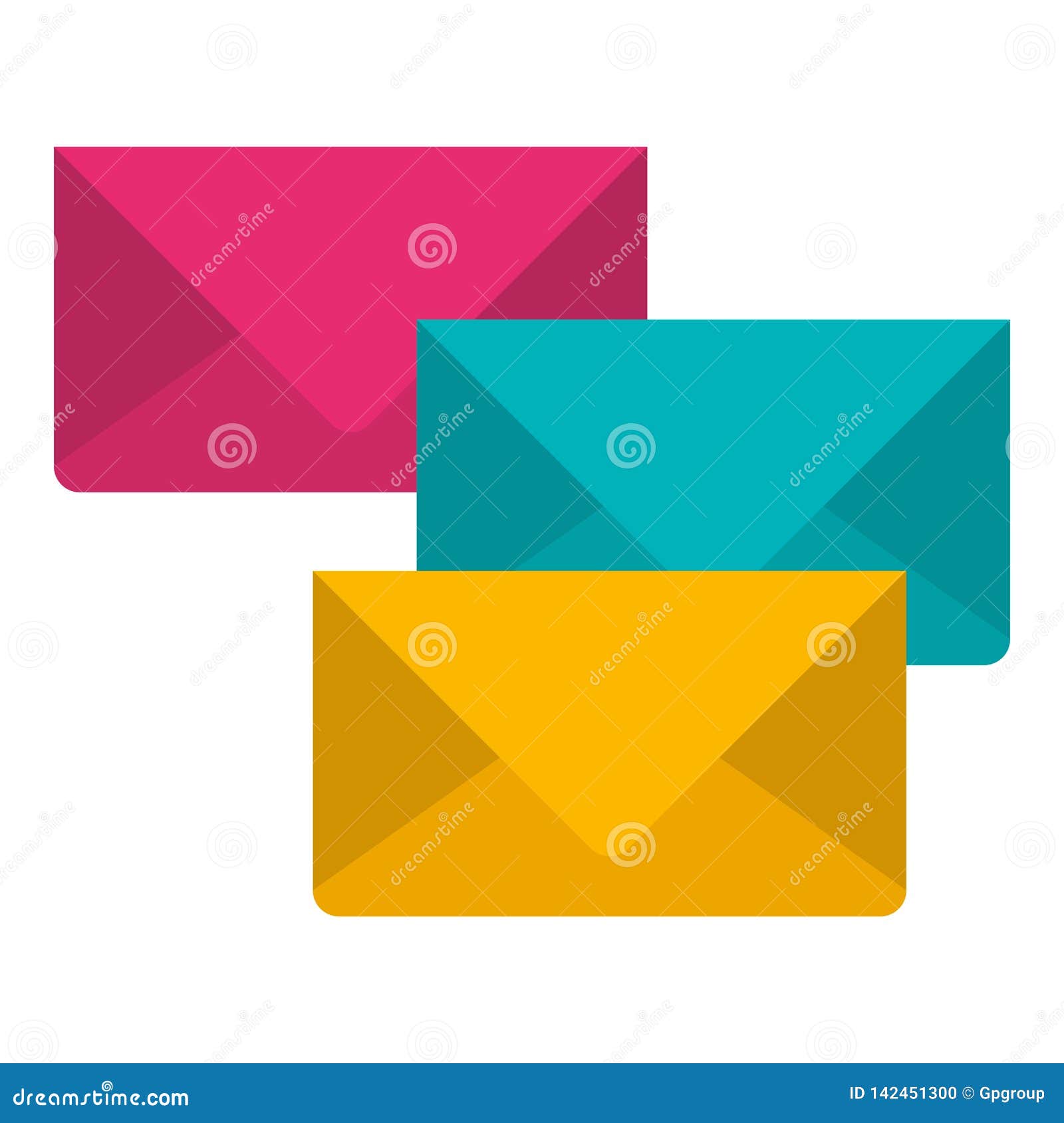 White Background with Colorful Set of Envelopes of Mail Stock Vector ...