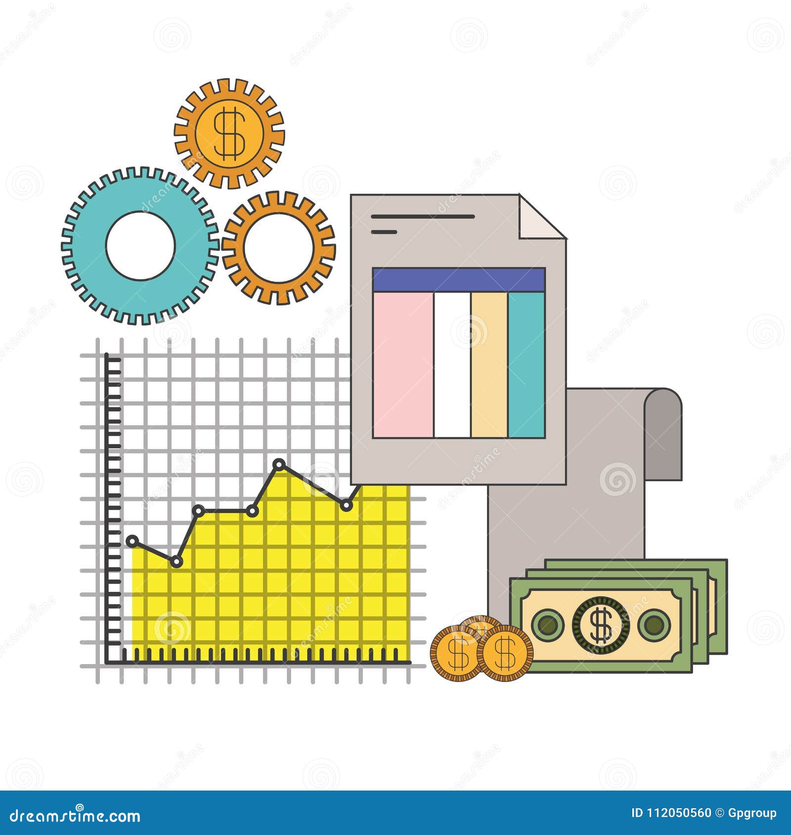 Colorful Economy Icon Set Vector Illustration | CartoonDealer.com #64213046