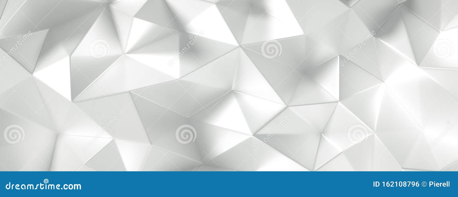 White Background with Crystals, Triangles. 3d Illustration, 3d ...