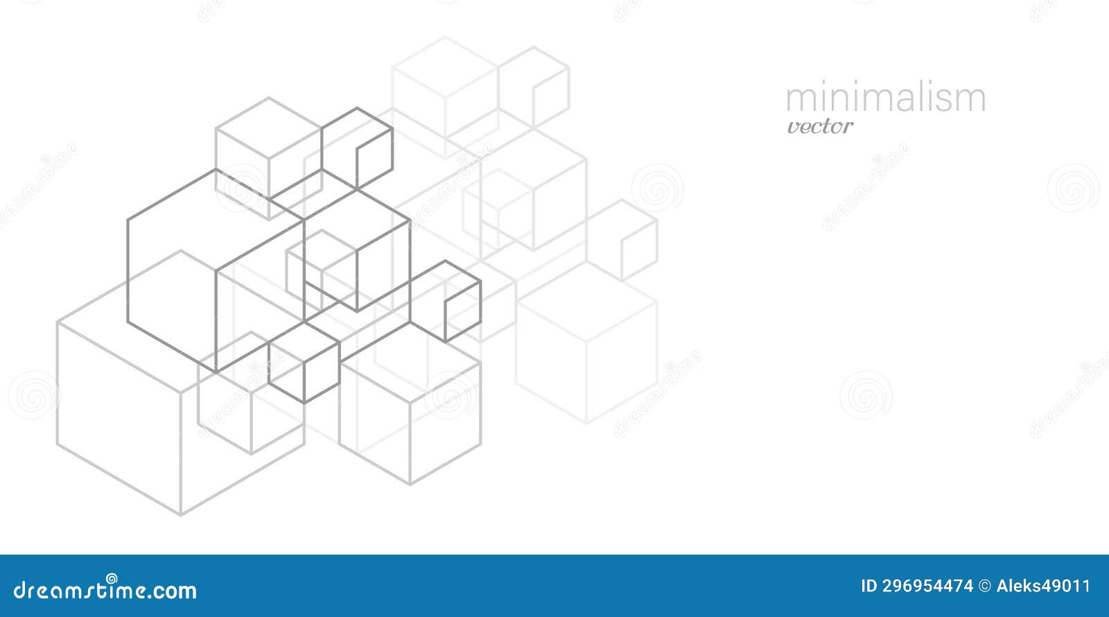 White Background from Cubes and Lines. Linear Geometric Drawing ...