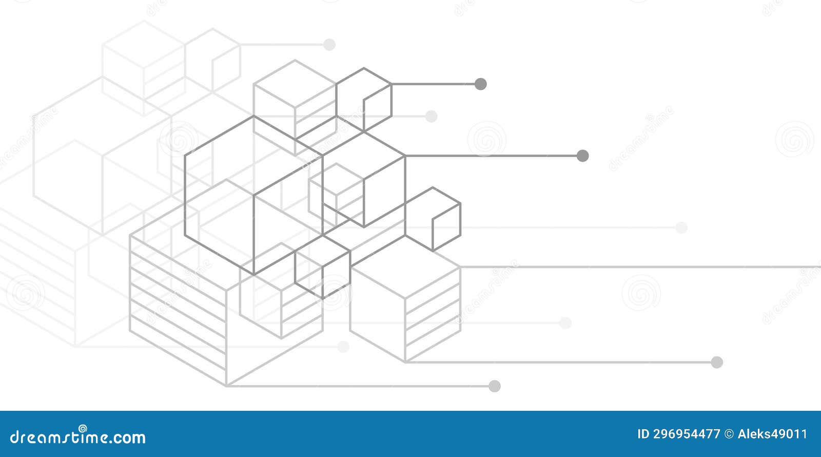 White Background from Cubes and Lines. Linear Geometric Drawing ...