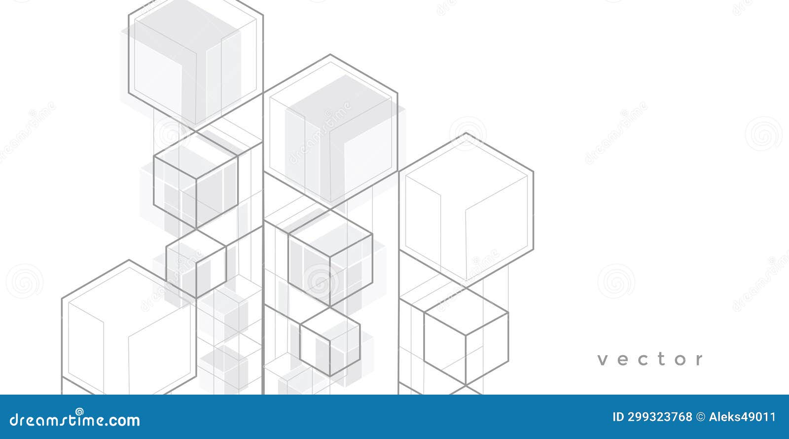 White Background from Cubes and Lines. Linear Geometric Drawing ...