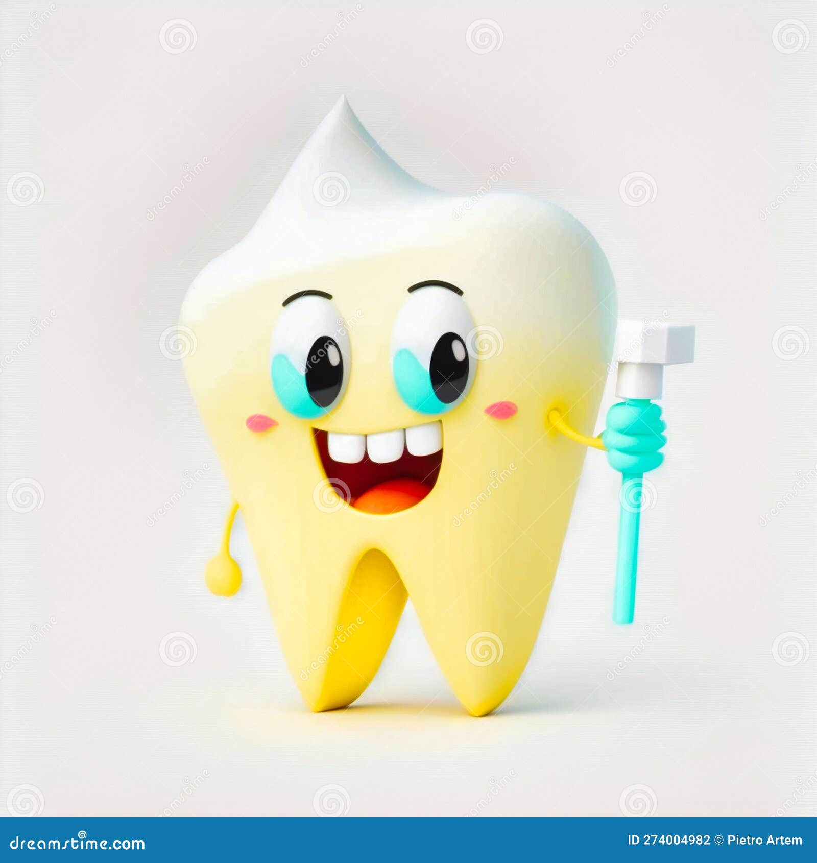 On a White Background Cute Cartoon Tooth Character, Generative AI Stock ...
