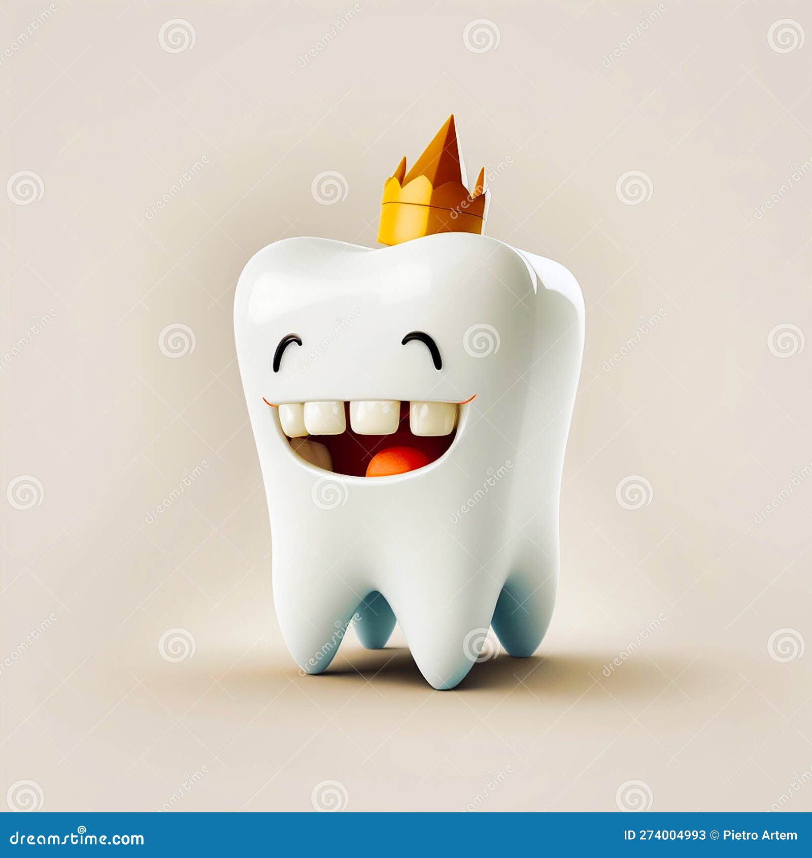On a White Background Cute Cartoon Tooth Character, Generative AI Stock ...