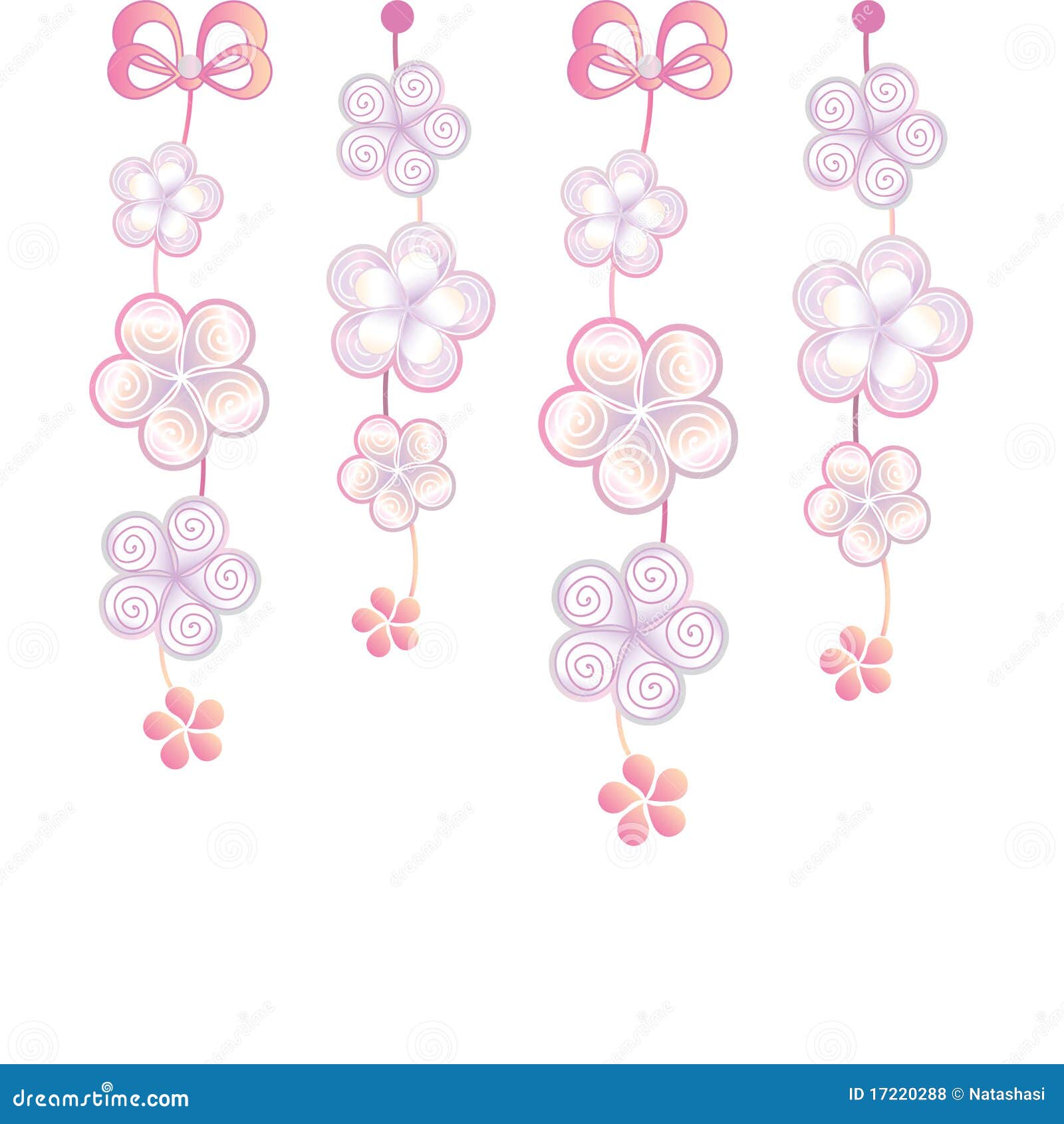 White Background with Decorative Flowers and Bows Stock Vector ...