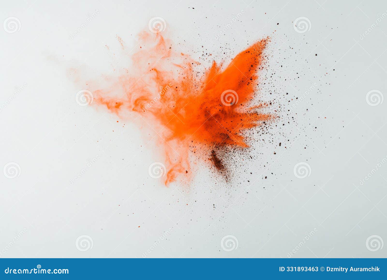 A White Background is Dotted with Red Brick Dust Shattered into Pieces ...