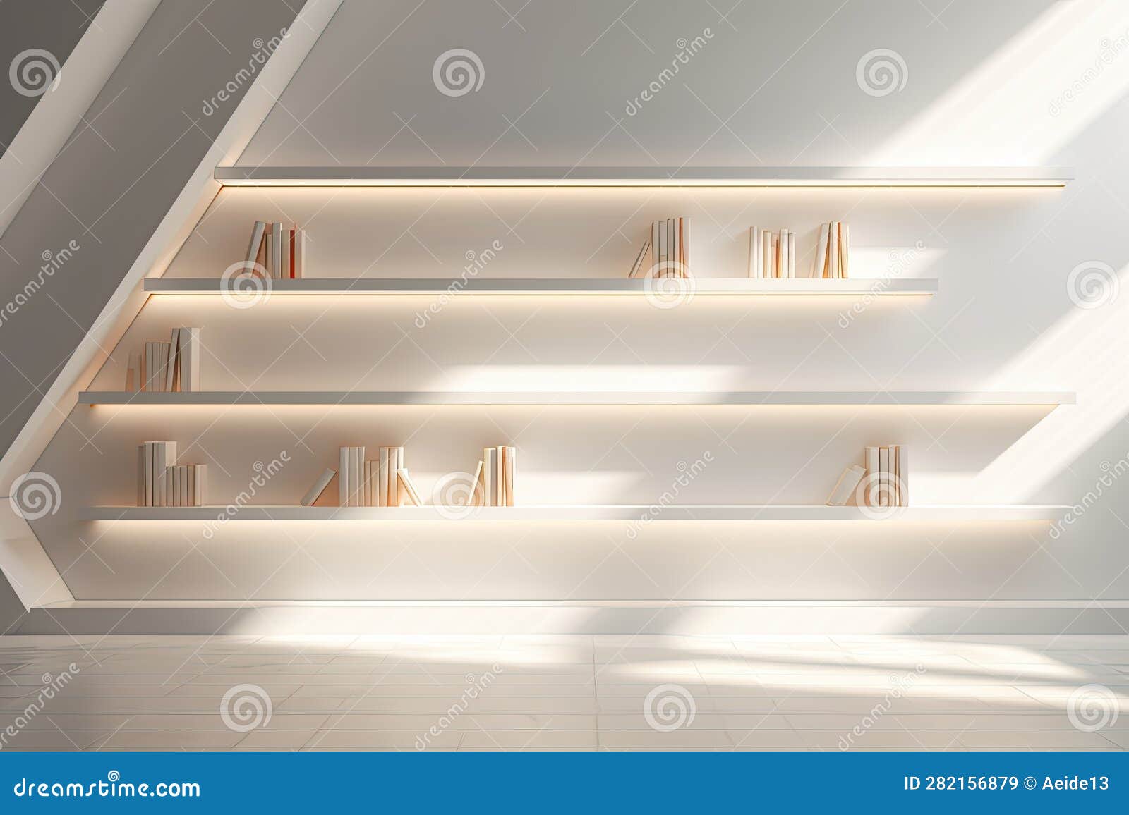 White Background. Dramatic Light Rays and Shadows. Geometric Shapes ...