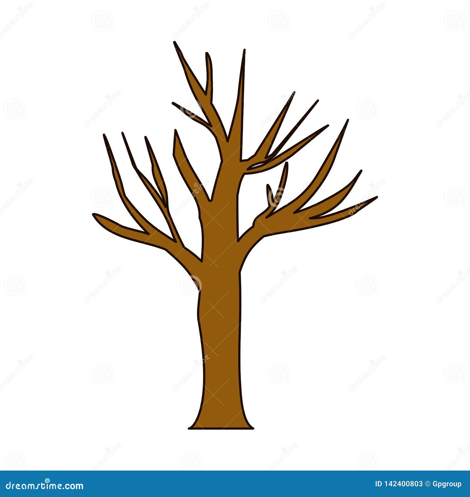 White Background with Dry Tree with Thick Contour Stock Vector ...