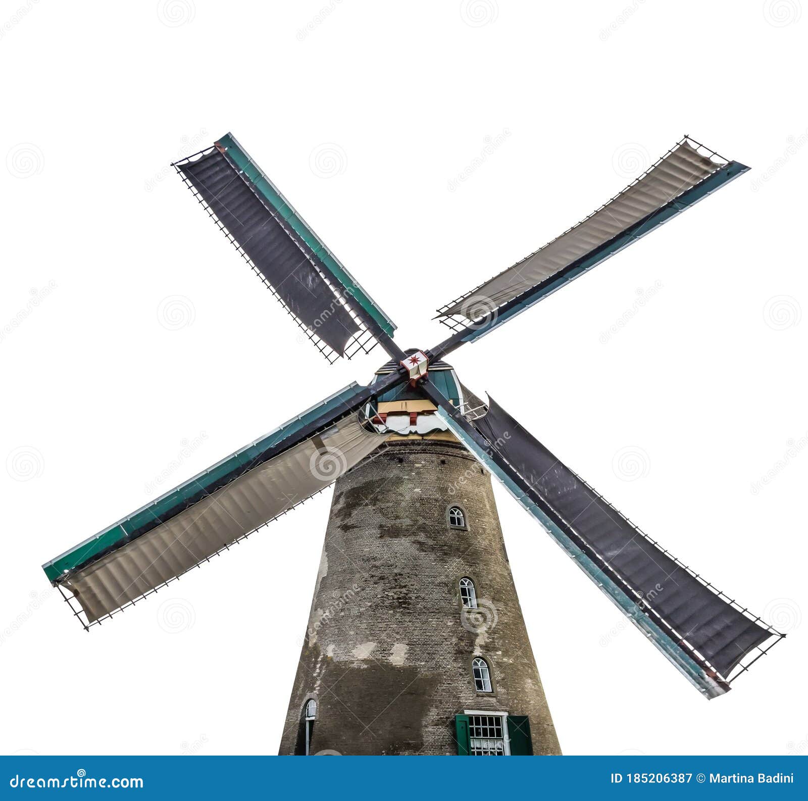Dutch Windmill Isolated on White Background Stock Image - Image of ...