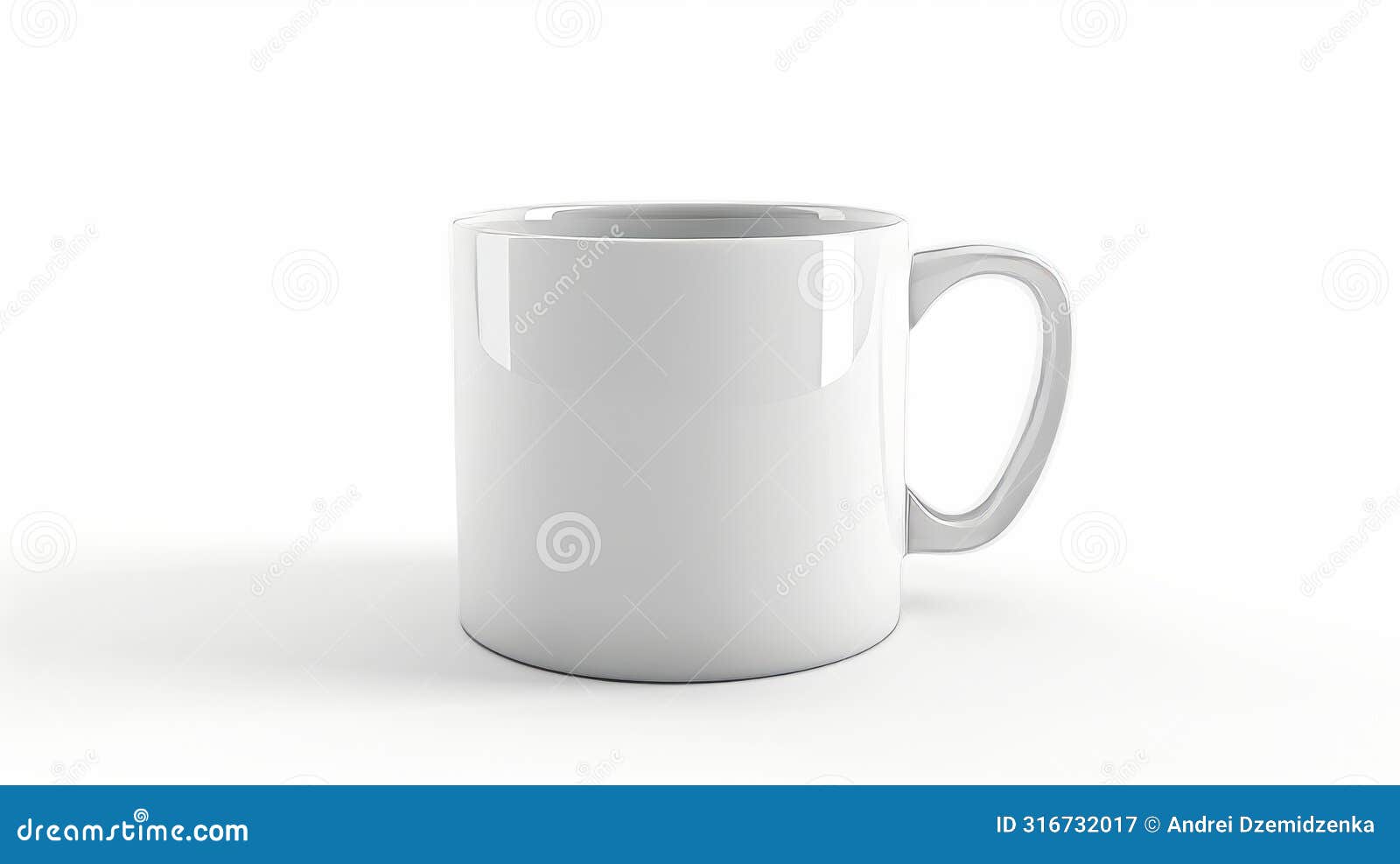 On a White Background, an Empty White Mug with a Blank Interior for ...