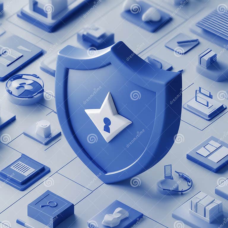 White Background Featuring a 3D Integrity Shield Constellation Frame ...