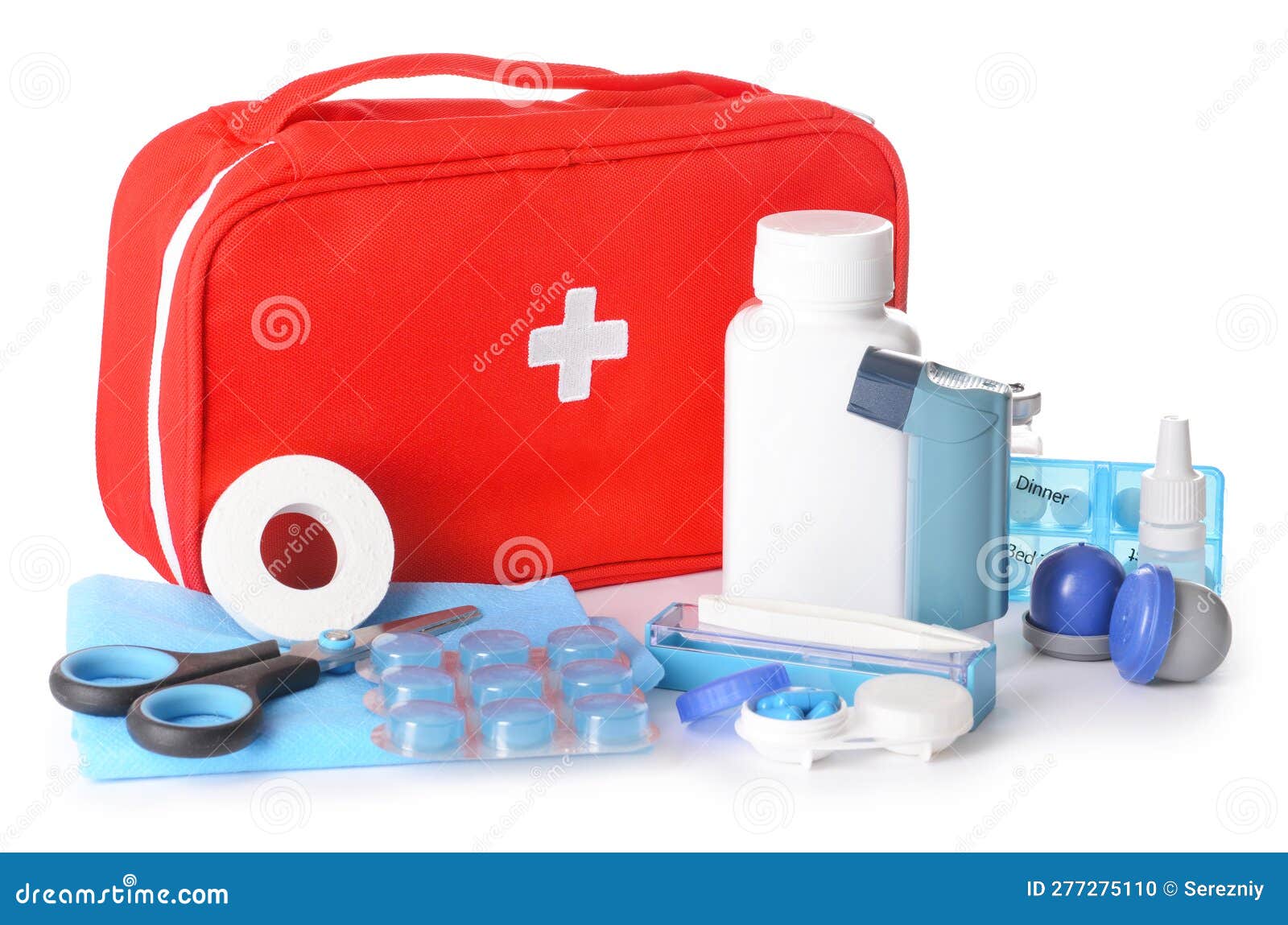 First Aid Kit on White Background Stock Photo - Image of diagnosis ...
