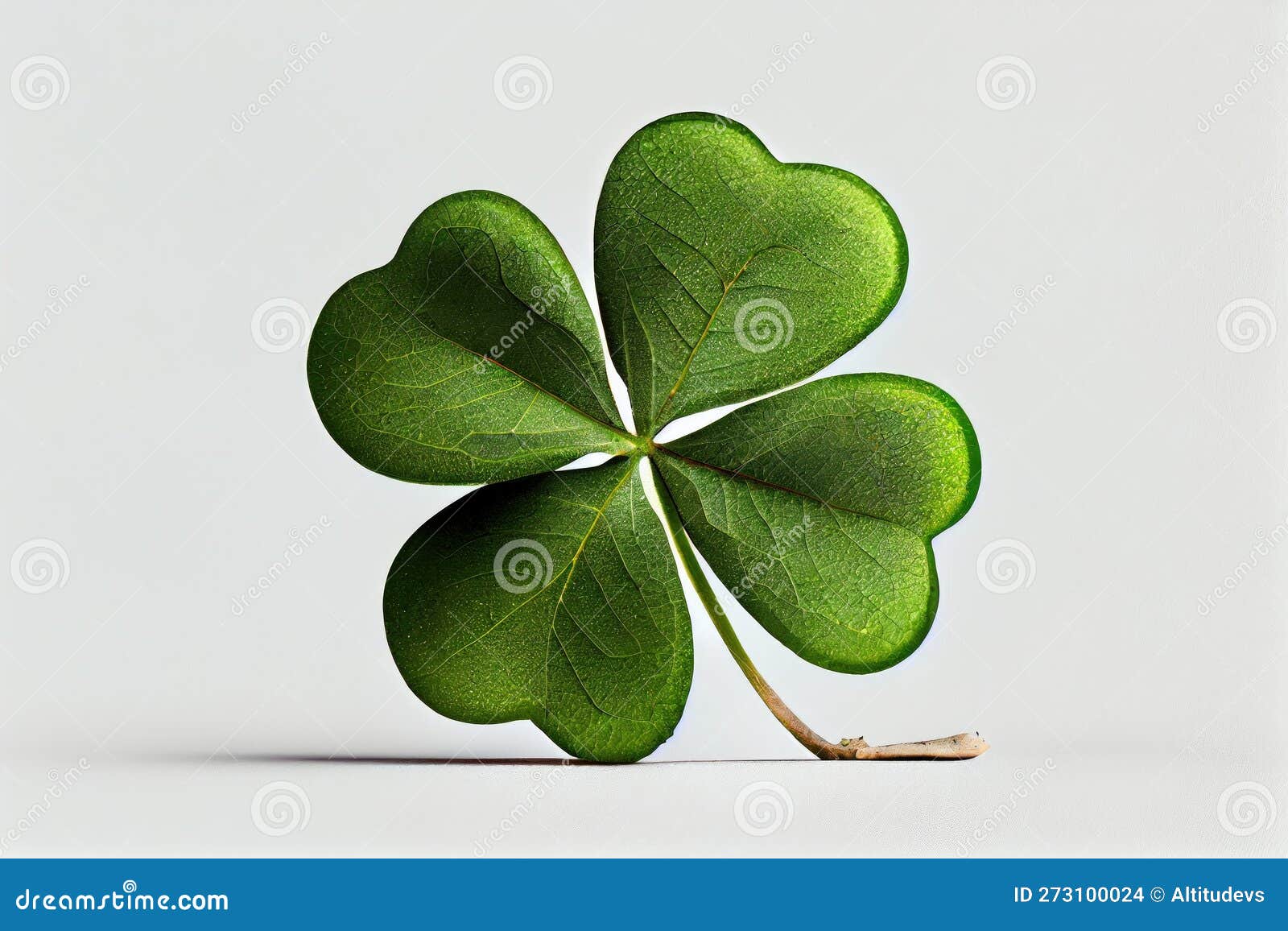 White Background with Four-leaf Green Clover Isolated on Side Stock ...