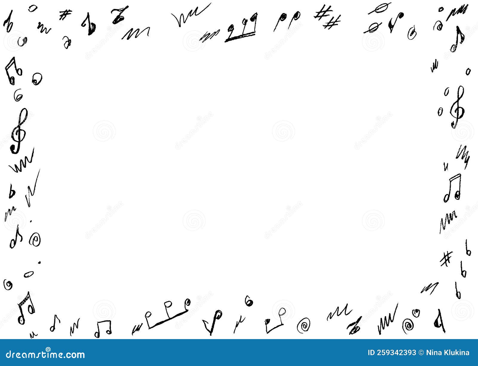 On a White Background, a Frame of Black Musical Notes Stock ...