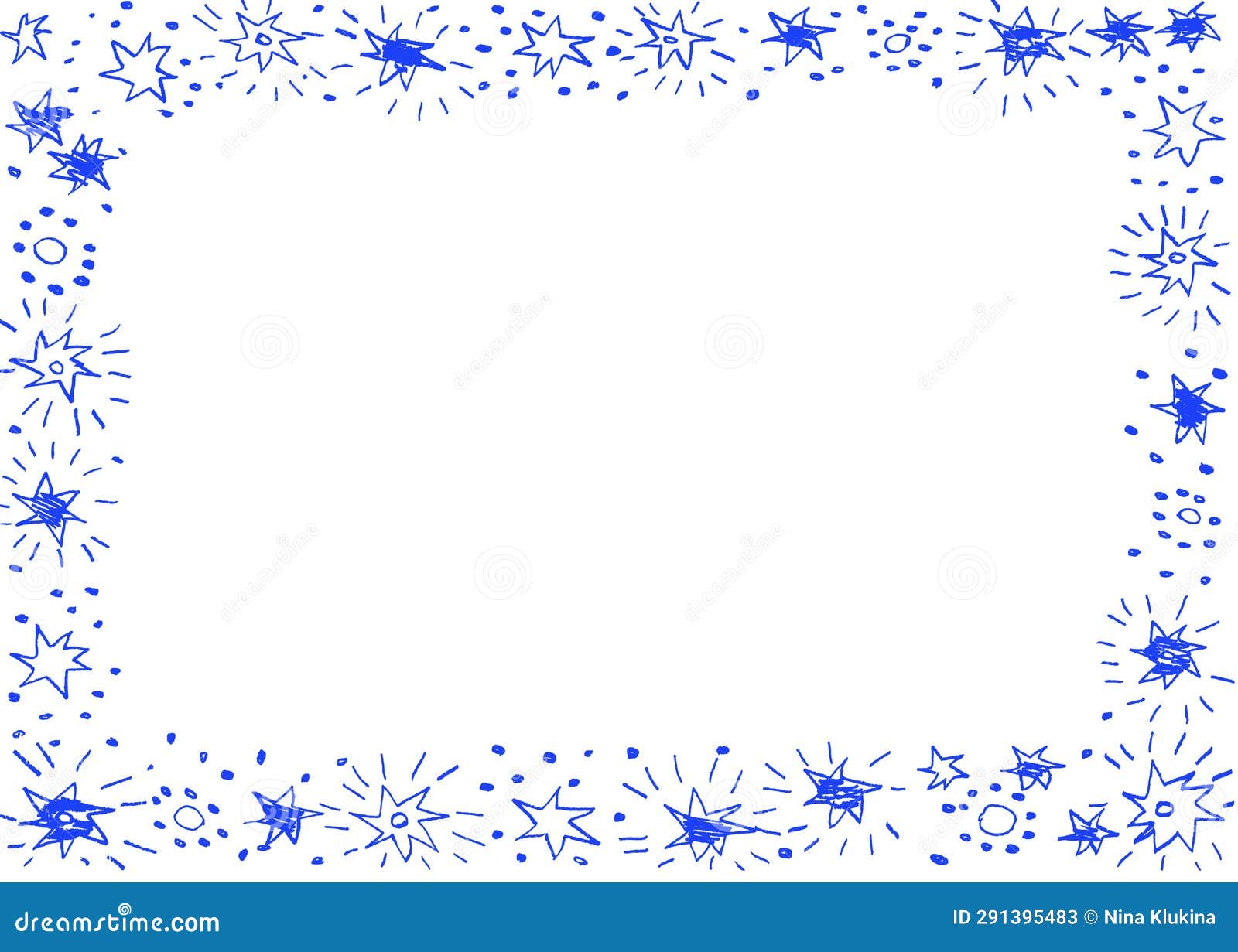 On a White Background, a Frame of Blue Stars Stock Illustration ...